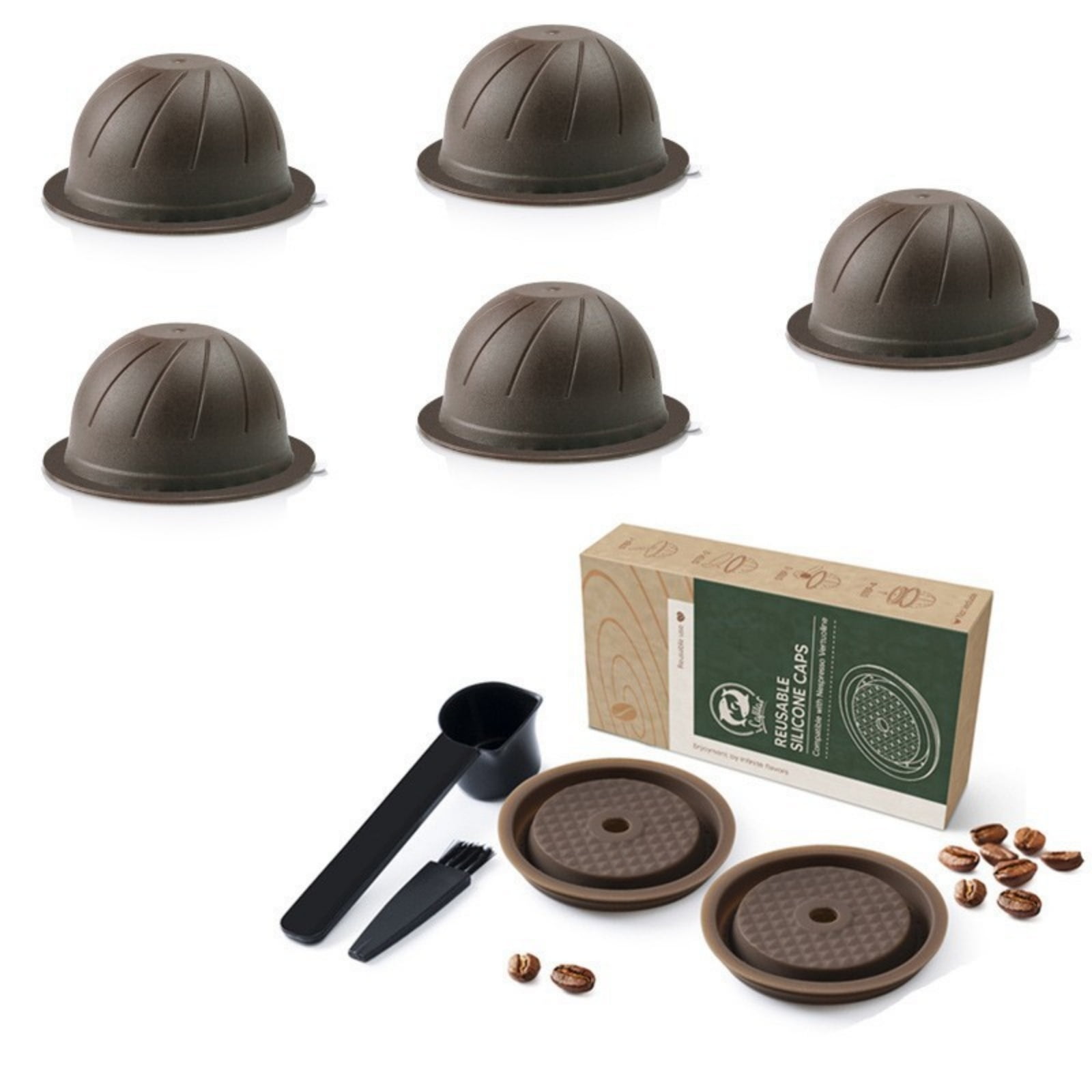 Reusable Coffee Capsules Refillable Pods for Nespresso Vertuoline Vertuo, 5PCS 150ML the Capsule ...