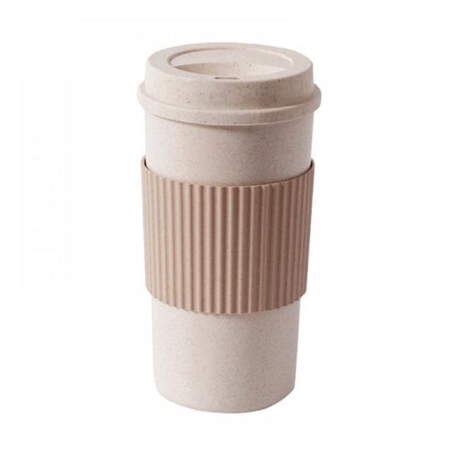 Reusable Coffee Cups with Lids, Natural Fiber Coffee Mug and Travel Cup ...