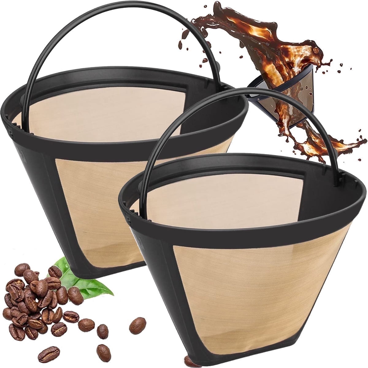 Sentryse Reusable Coffee Filter, GTF-4 Cone Shape, Stainless Steel, 2 ...