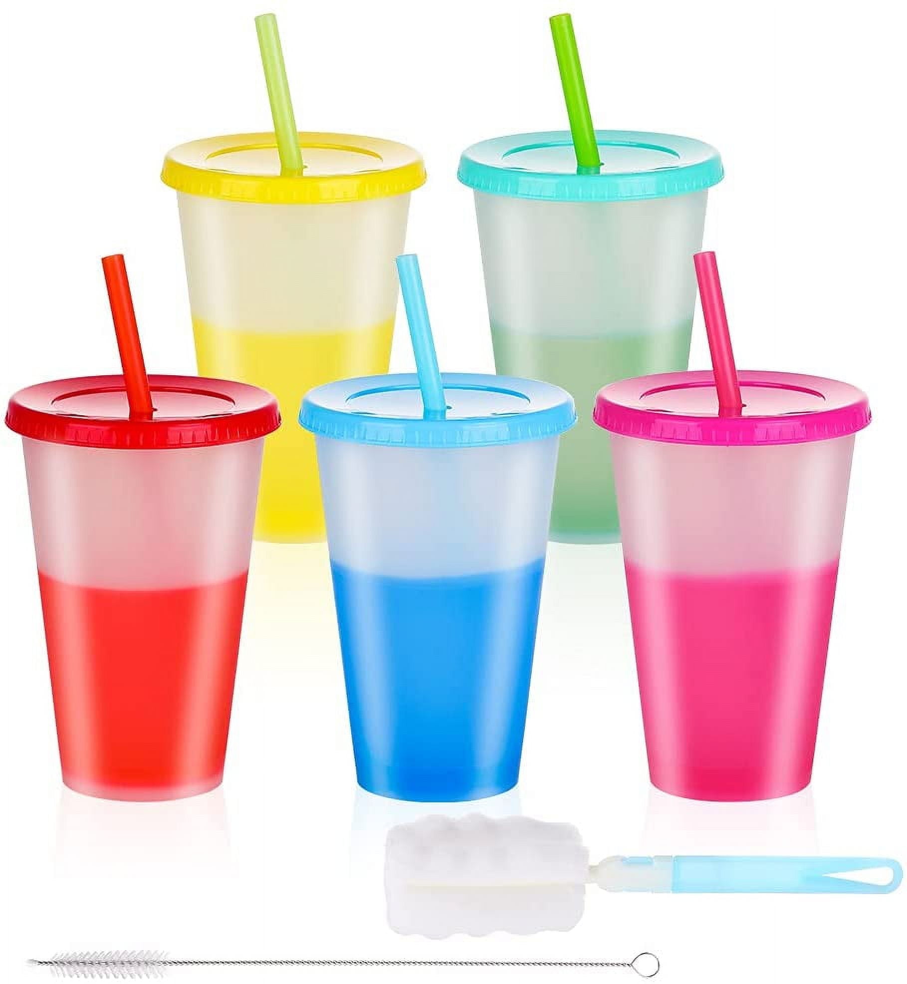 Reusable Colour Changing Plastic Cup - 5 Packs 16oz Iced Coffee Mug ...