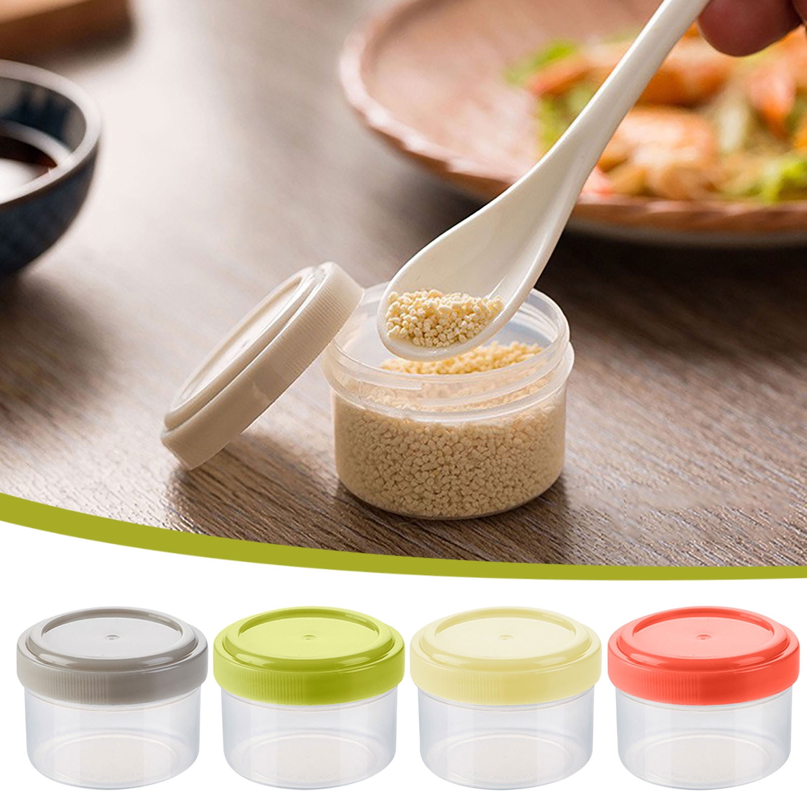 Reusable Condiment Containers with Lids - 4 Pack Food Grade Pp Plastic ...