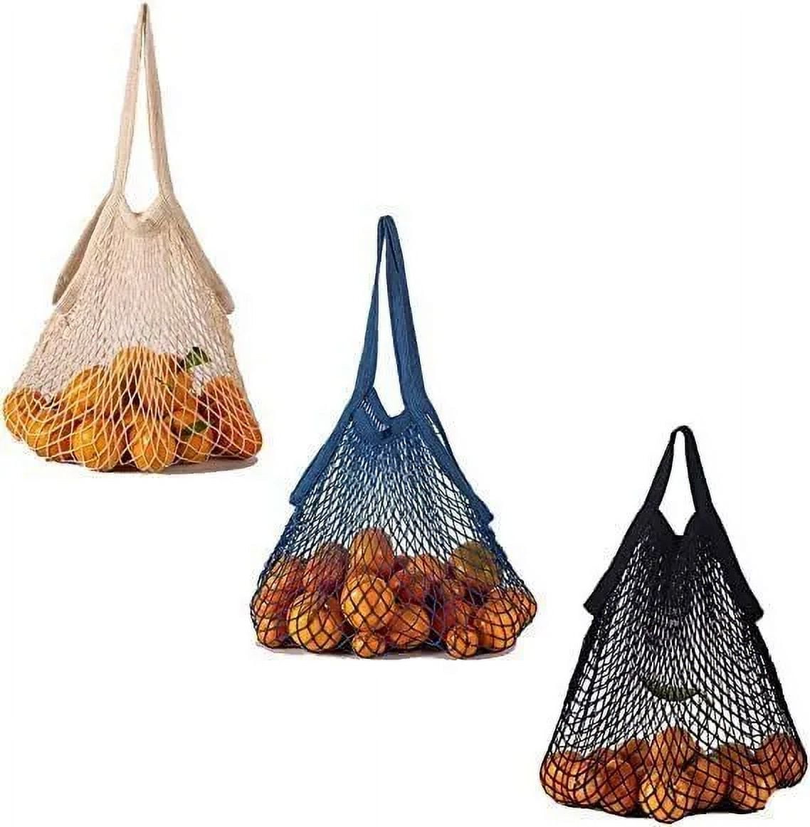 Reusable Cotton Mesh Grocery Bags Market Bags Washable Shopping Bags ...