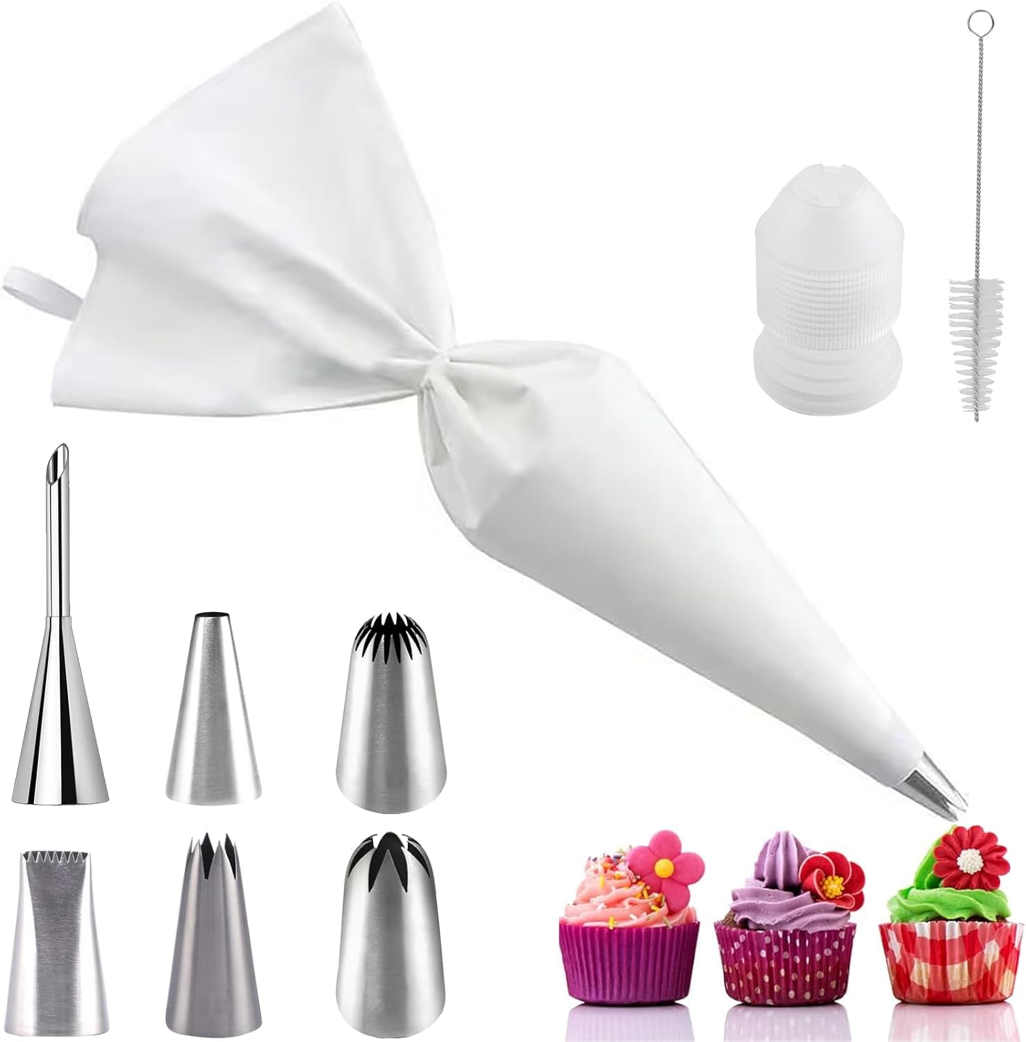 Reusable Cotton Piping Bags and Tips Set- Frosting Piping Kit for ...