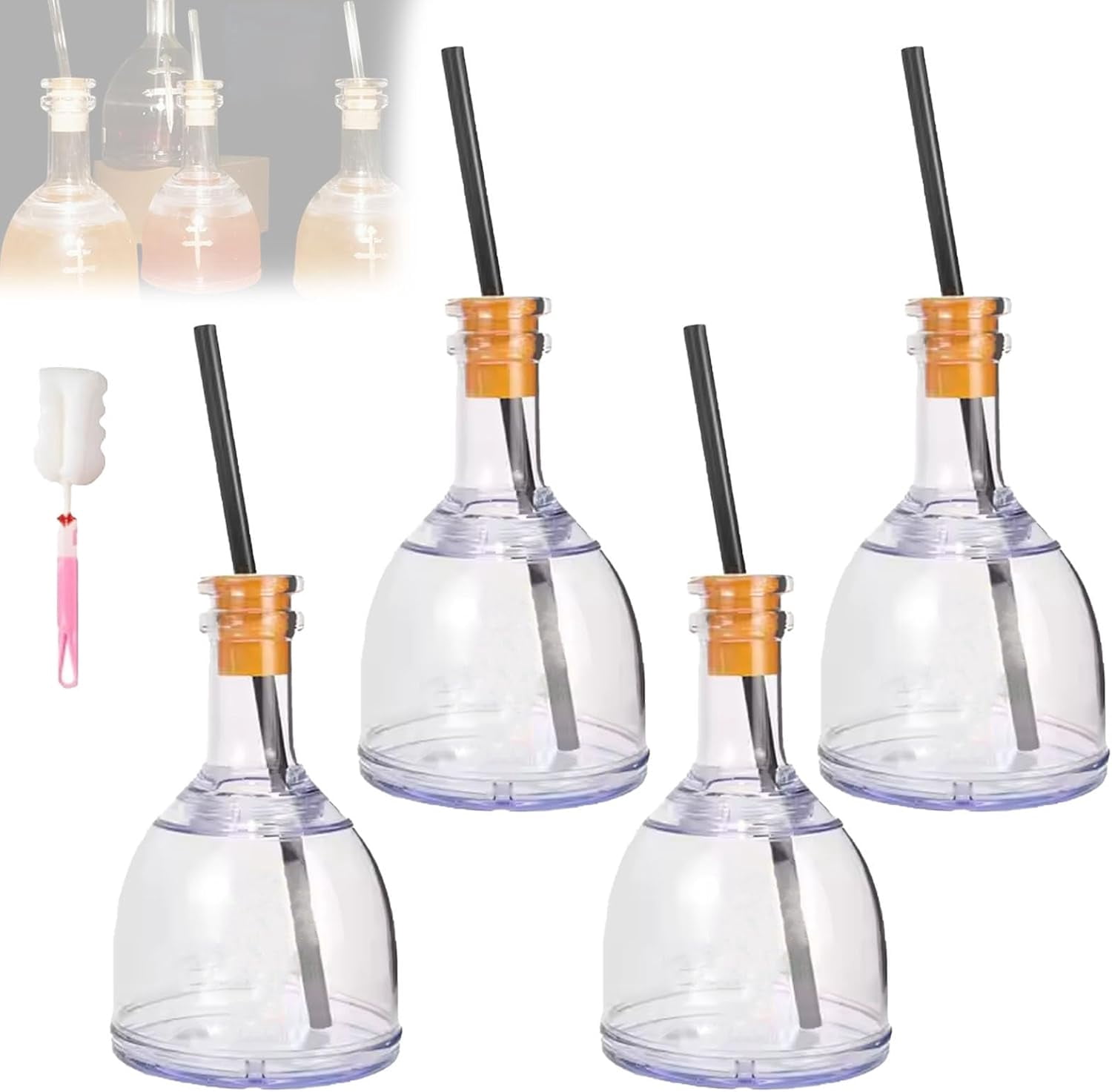 Reusable Cups with Straw, Mini Empty Tequila Liquor Bottles with Cup ...