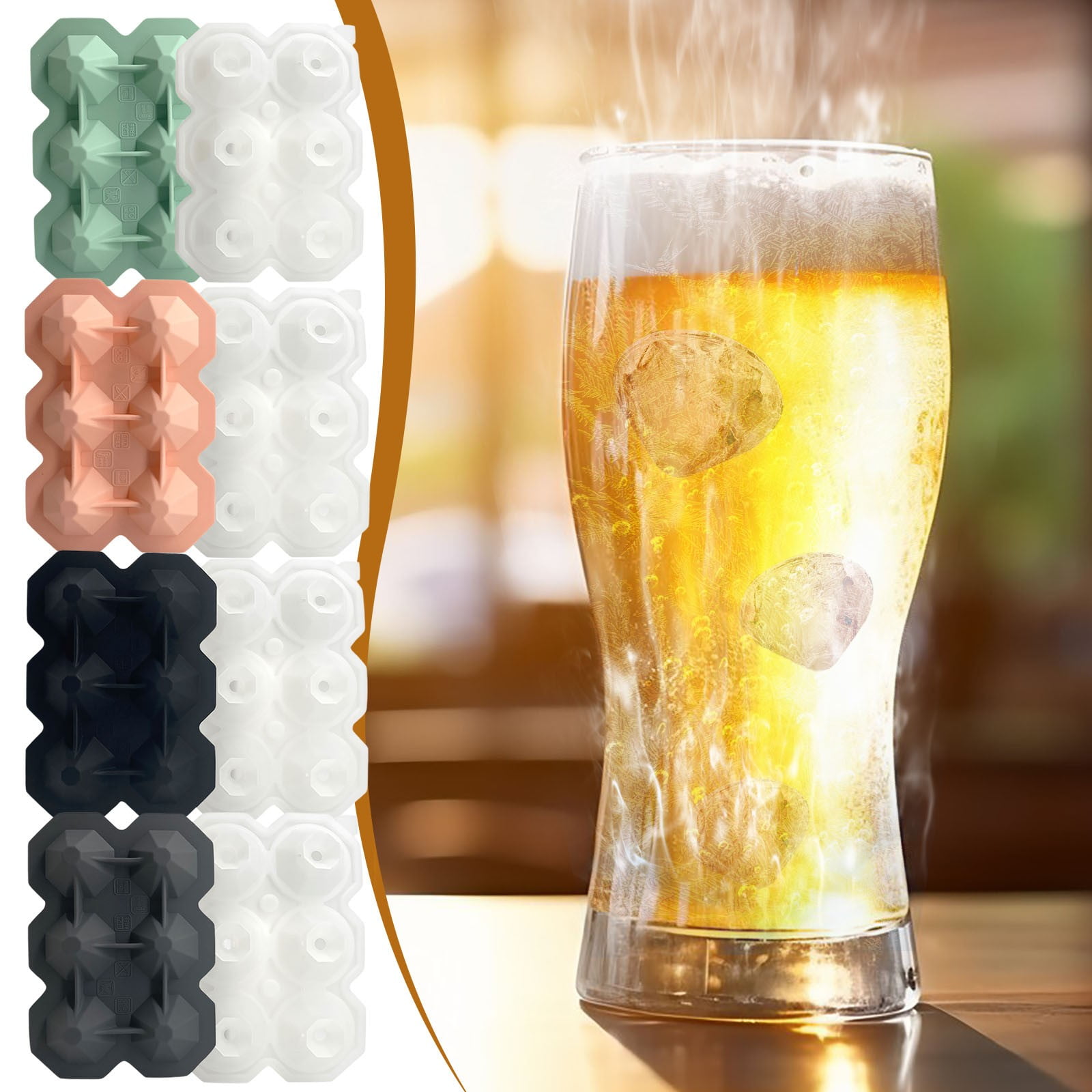 Reusable Diamond Ice Block Mold Silicone, Whiskey Ice Block Tray for ...