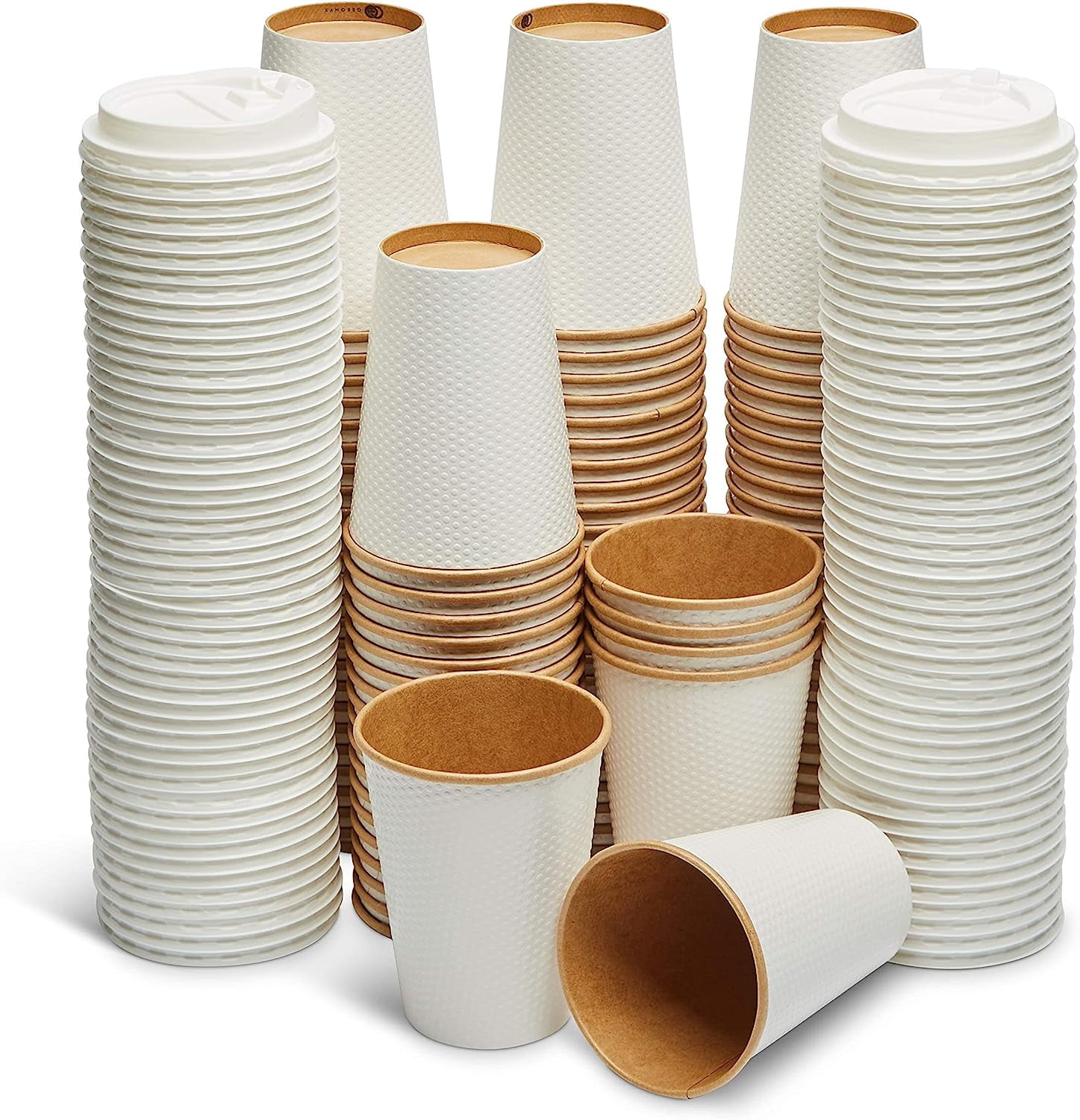 Reusable and Disposable Coffee Cups with Lids, 12 Oz - 100 Pack, Eco ...