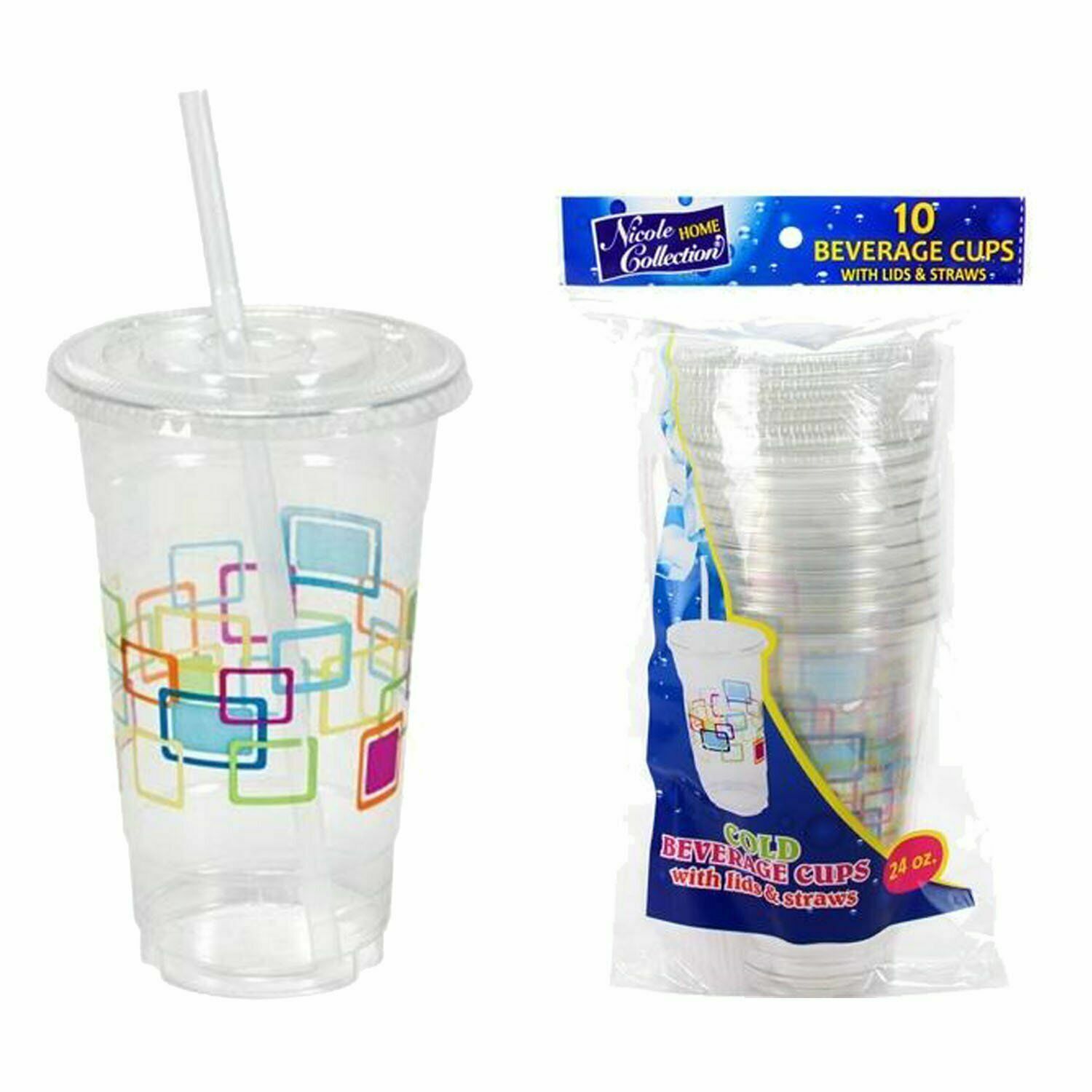 Reusable & Disposable Multi Color Plastic Cups With Lids & Straws 24 oz ...