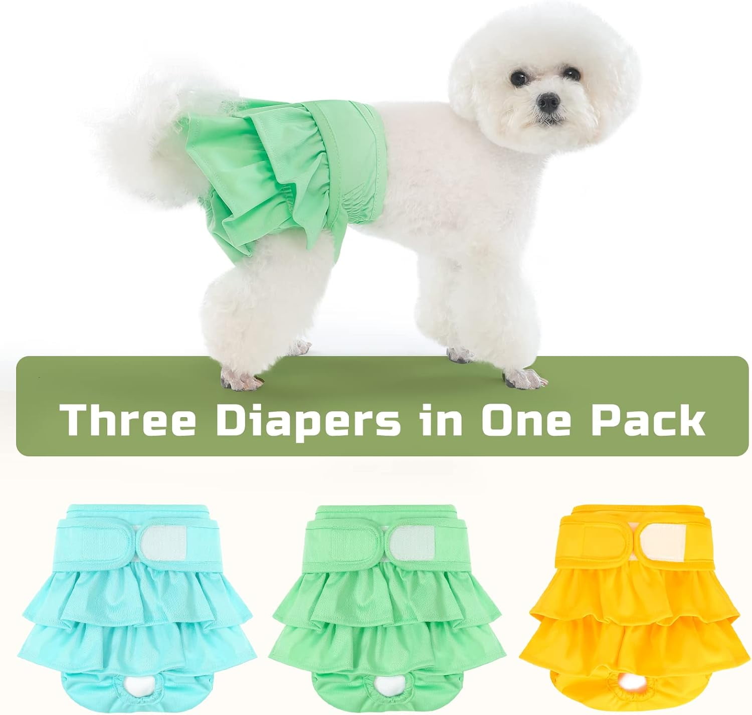 Reusable Dog Diapers Female 3 Pack Washable Highly Absorbent Doggy ...