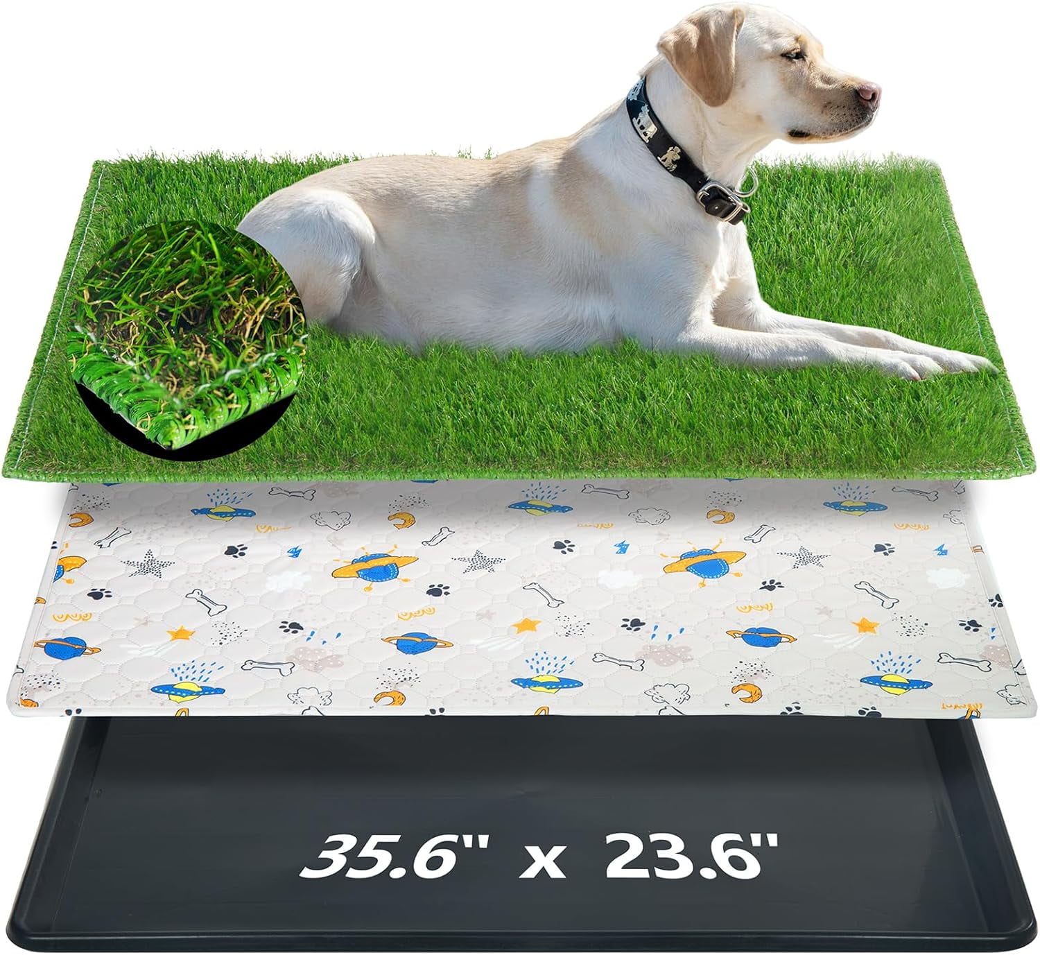 Reusable Dog Loo System with Artificial Grass Turf&Pee Pads&Tray, for ...