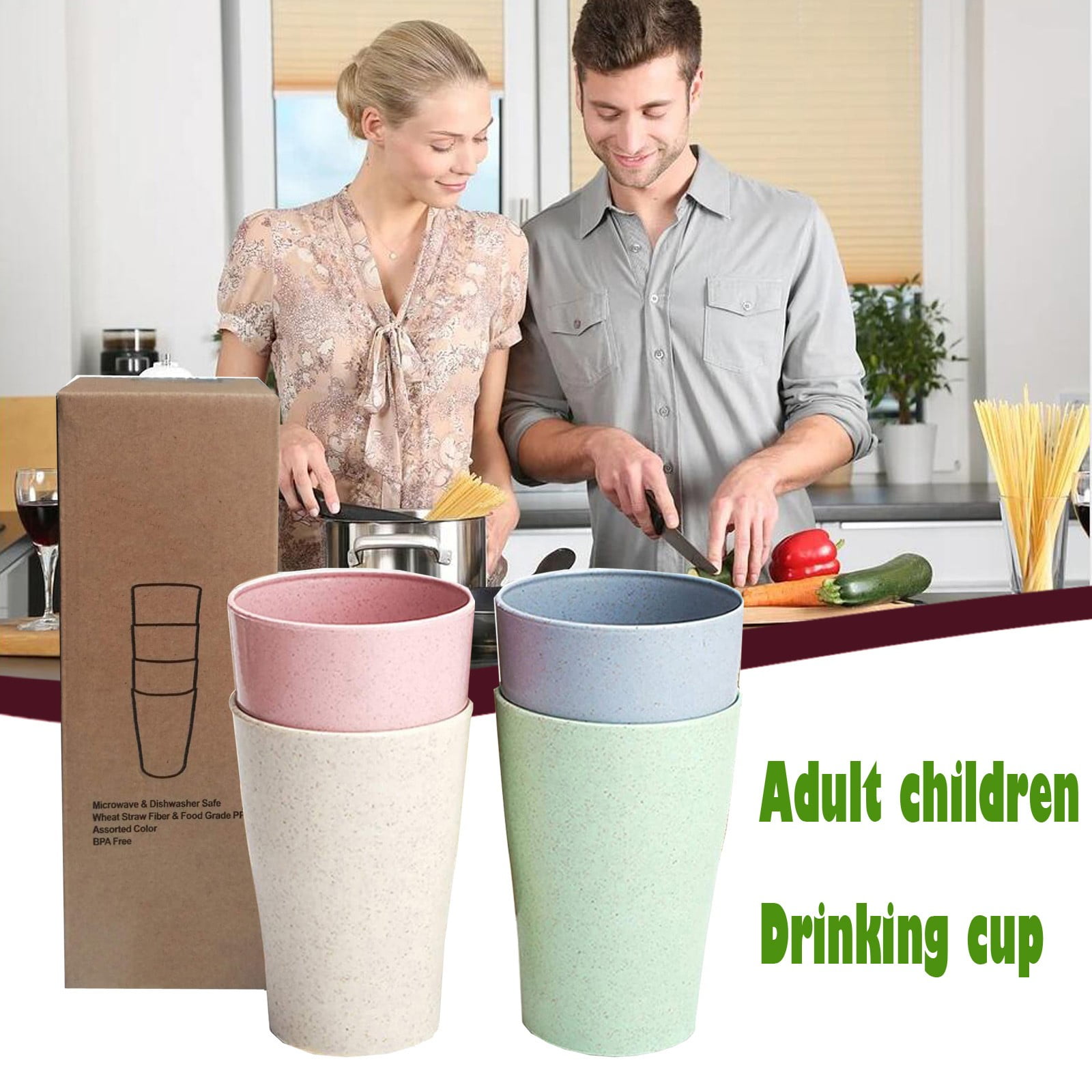 Reusable Drinking Cups Set | 13.5oz Sturdy Lightweight Tumbler Cups ...