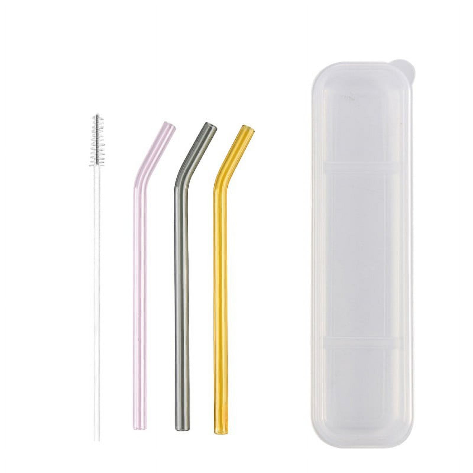 Reusable Drinking Glass Straws, Portable Glass Straw with Case Reusable ...