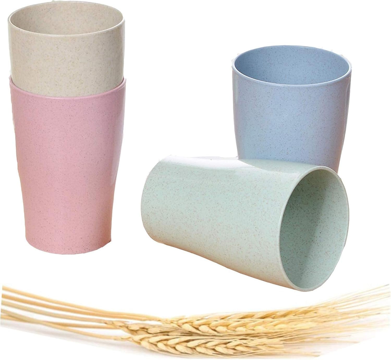Reusable Drinking Glasses, Wheat Straw Cups Set Of 5, Unbreakable Eco ...