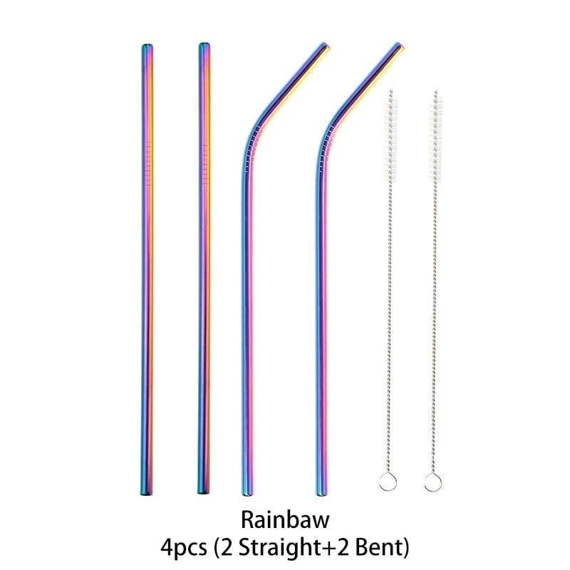 Reusable Drinking Straw Metal Straws 304 Stainless Steel Straws Set ...