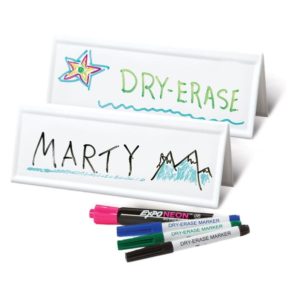 Original Large Reusable Dry-Erase Name Tents, Stackable, Dual-Sided ...