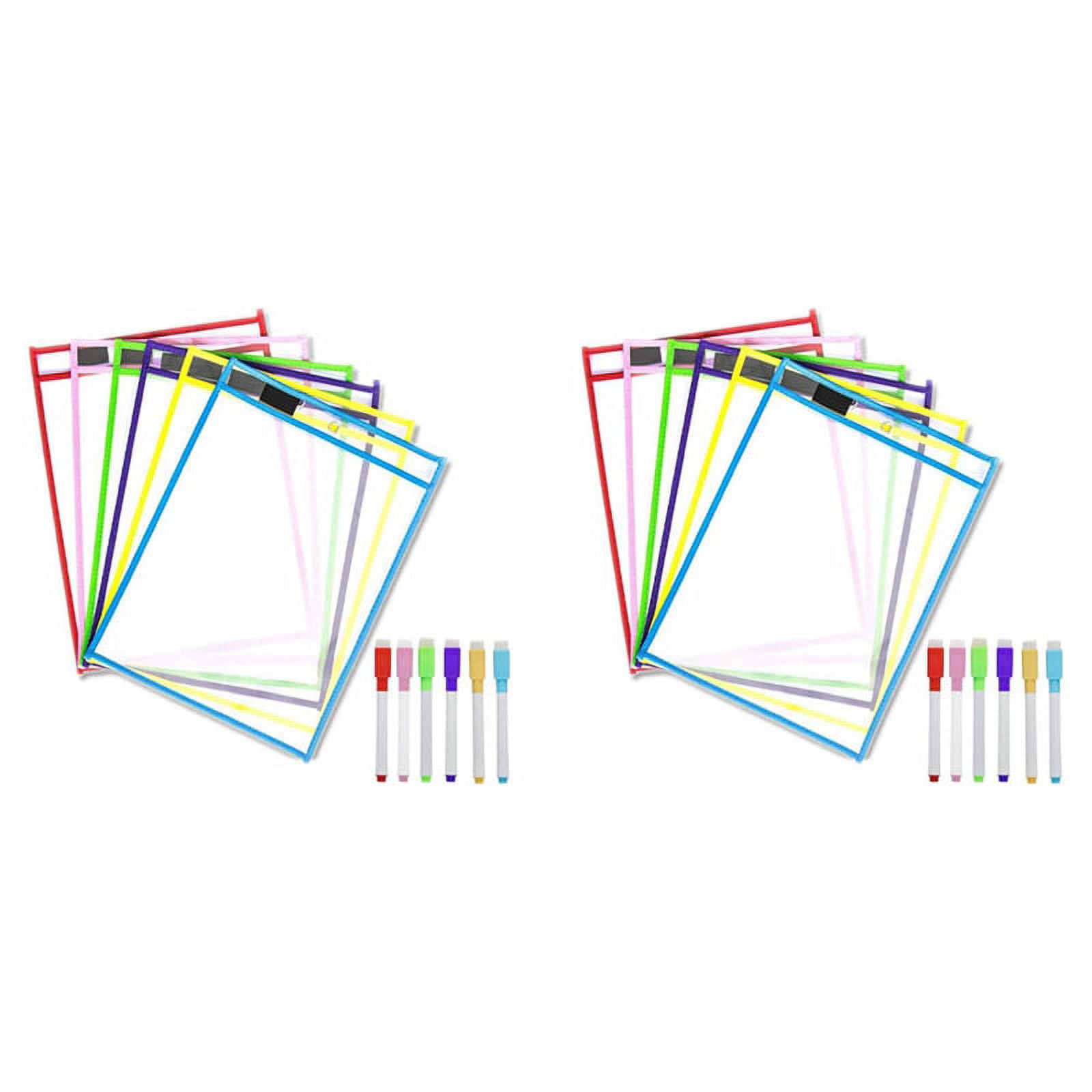 Reusable Dry Erase Pockets, 12 Pack Reusable Dry Erase Sleeves,Assorted ...