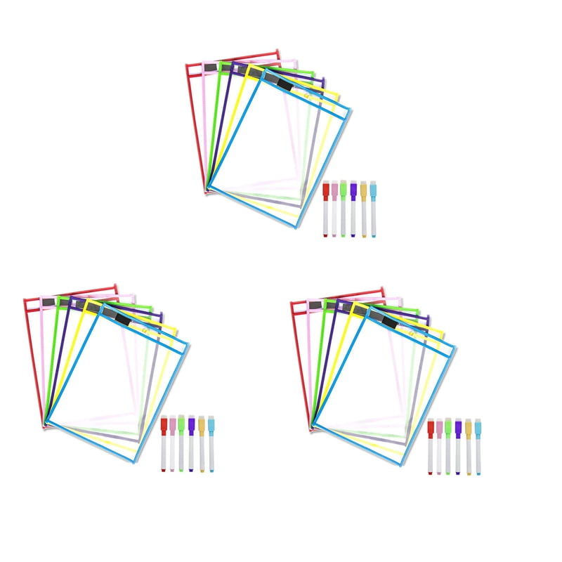 Reusable Dry Erase Pockets, 18 Pack Reusable Dry Erase Sleeves ...