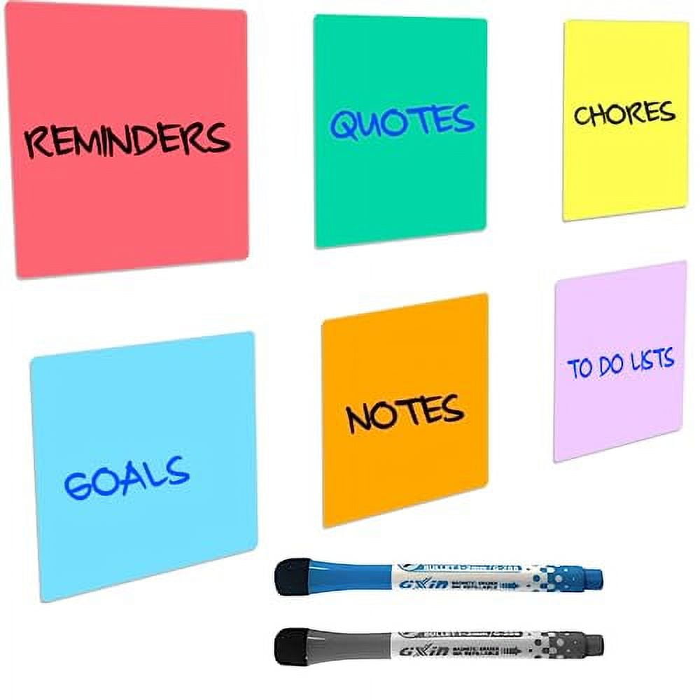 Reusable Dry Erase Sticky Notes - 6 Pack of 4"x4" Multi Color Post It ...