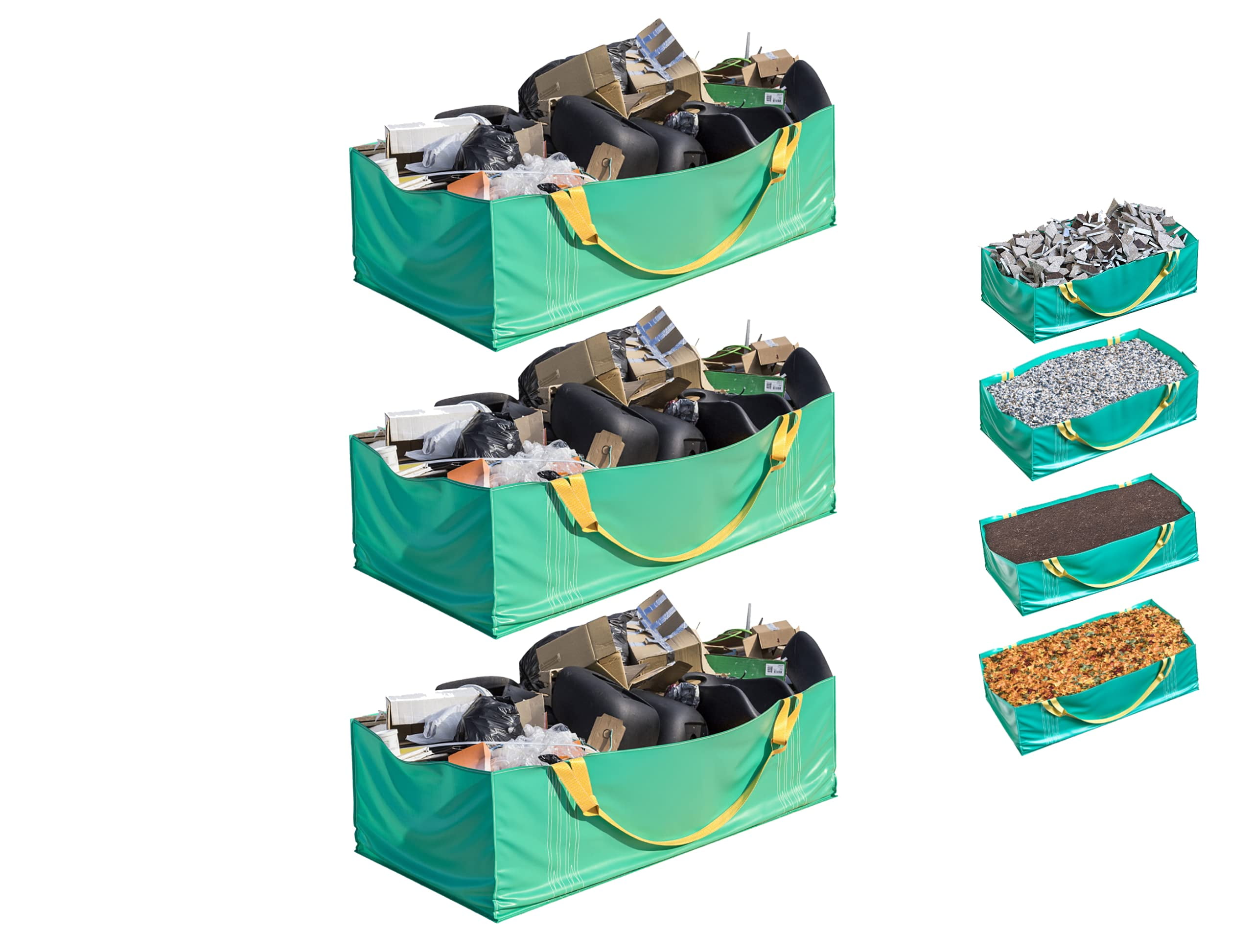 Reusable Dumpster Bag 3 Pack, Heavy Duty Yard Waste Container for ...