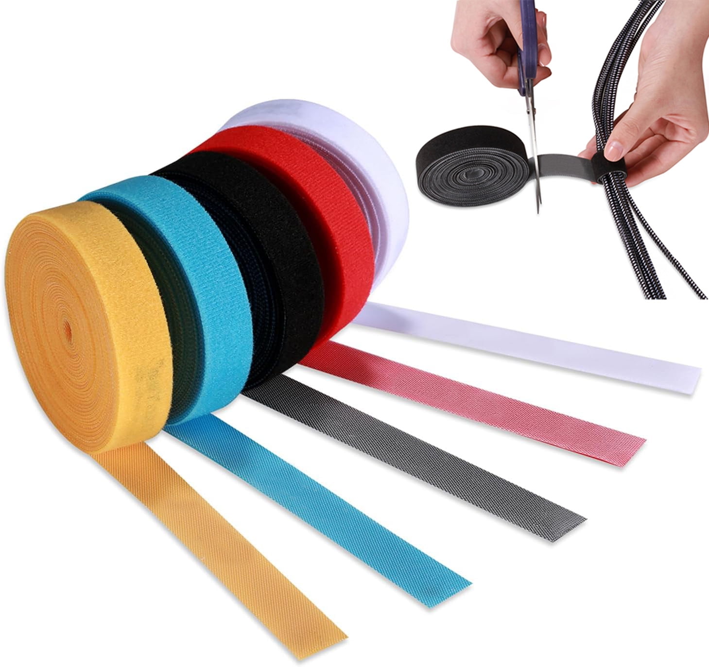 Reusable Fastening Cable Ties 3m 【5Rolls】 Cable Ties 5 Rolls Hook and ...