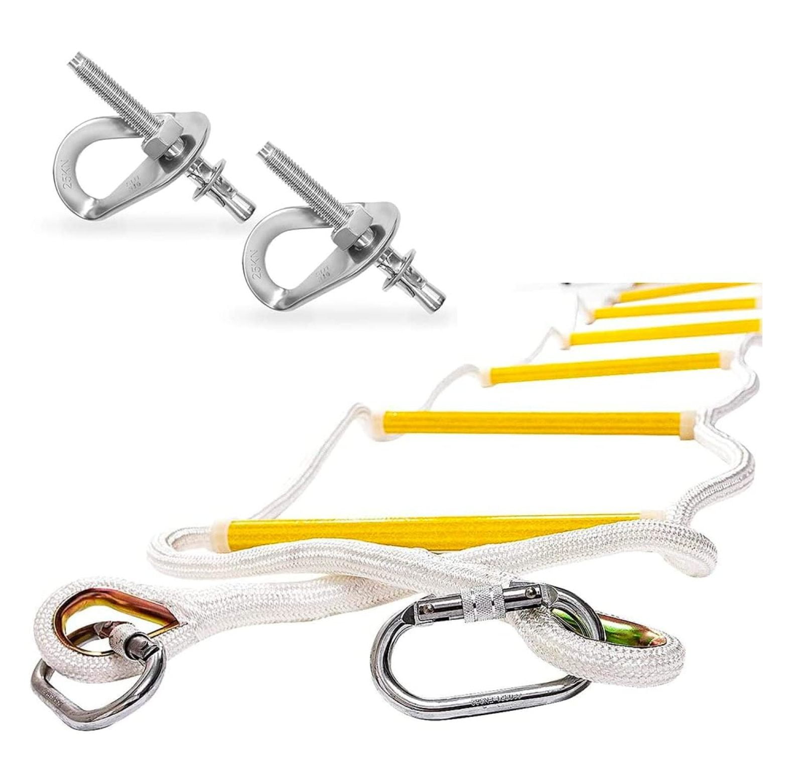 Reusable Fire Escape Ladder 2 Story 16ft - Rope Ladder for Adult Flame ...