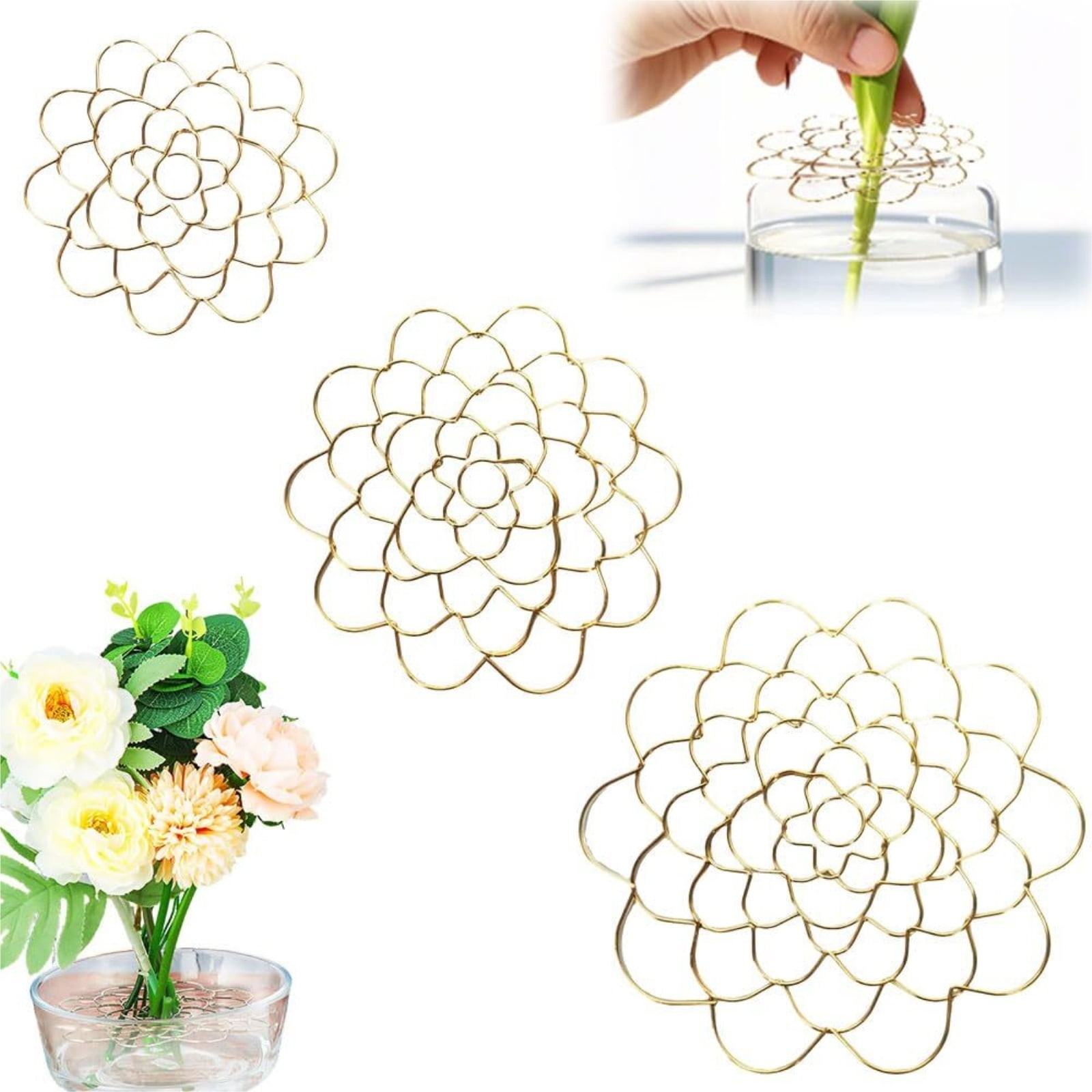 Reusable Floral Grid for Vase, 3 Size Stainless Steel Wire Flower ...
