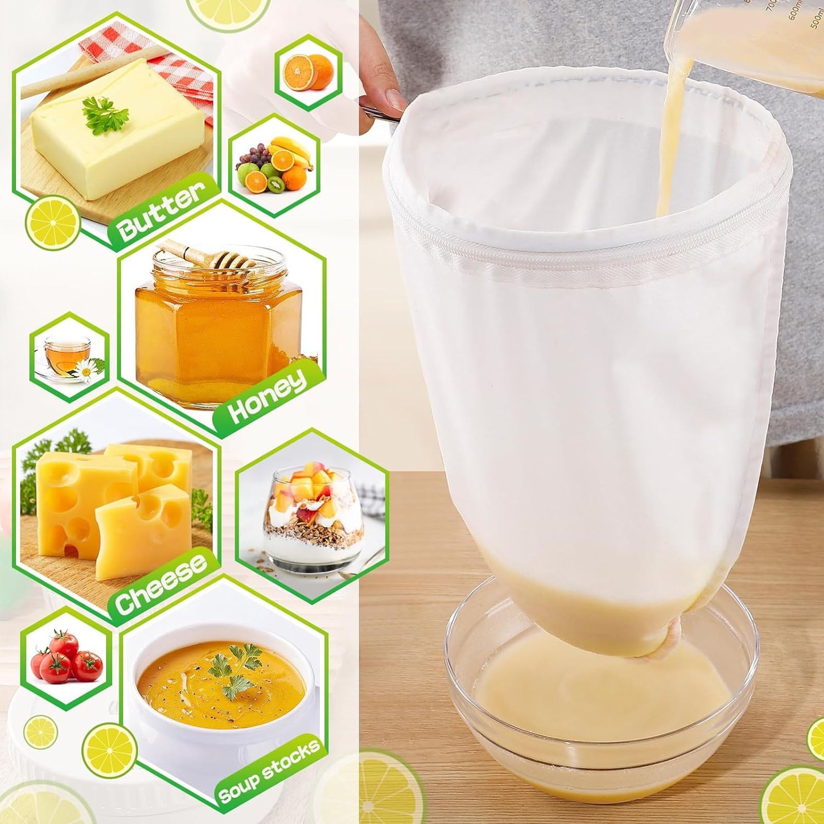 Reusable Food Grade Filter Bags For Juice, Tea Cheese, Fine Mesh ...