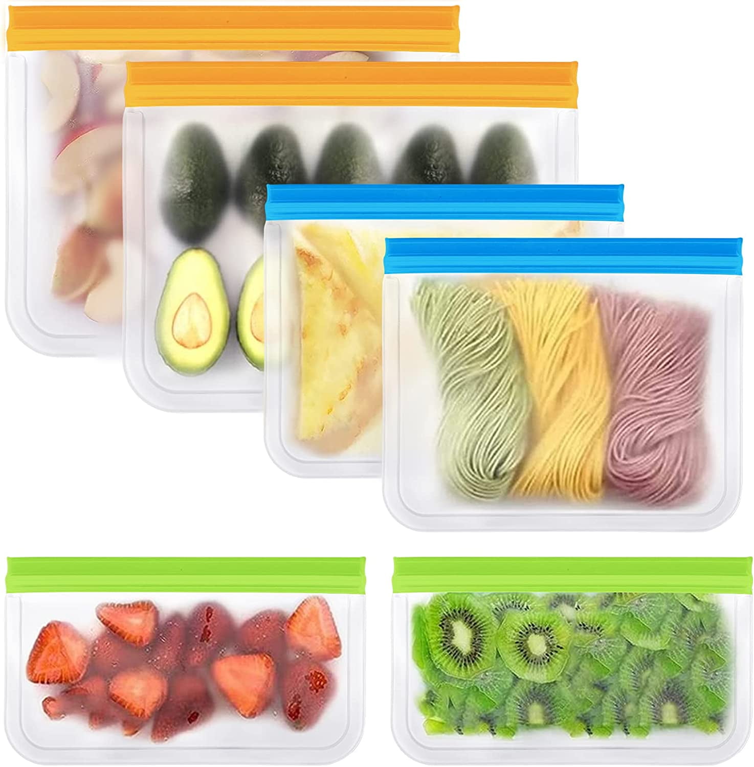 Reusable Food Storage Bags, 6 Pack BPA Free Reusable Freezer Bags ...