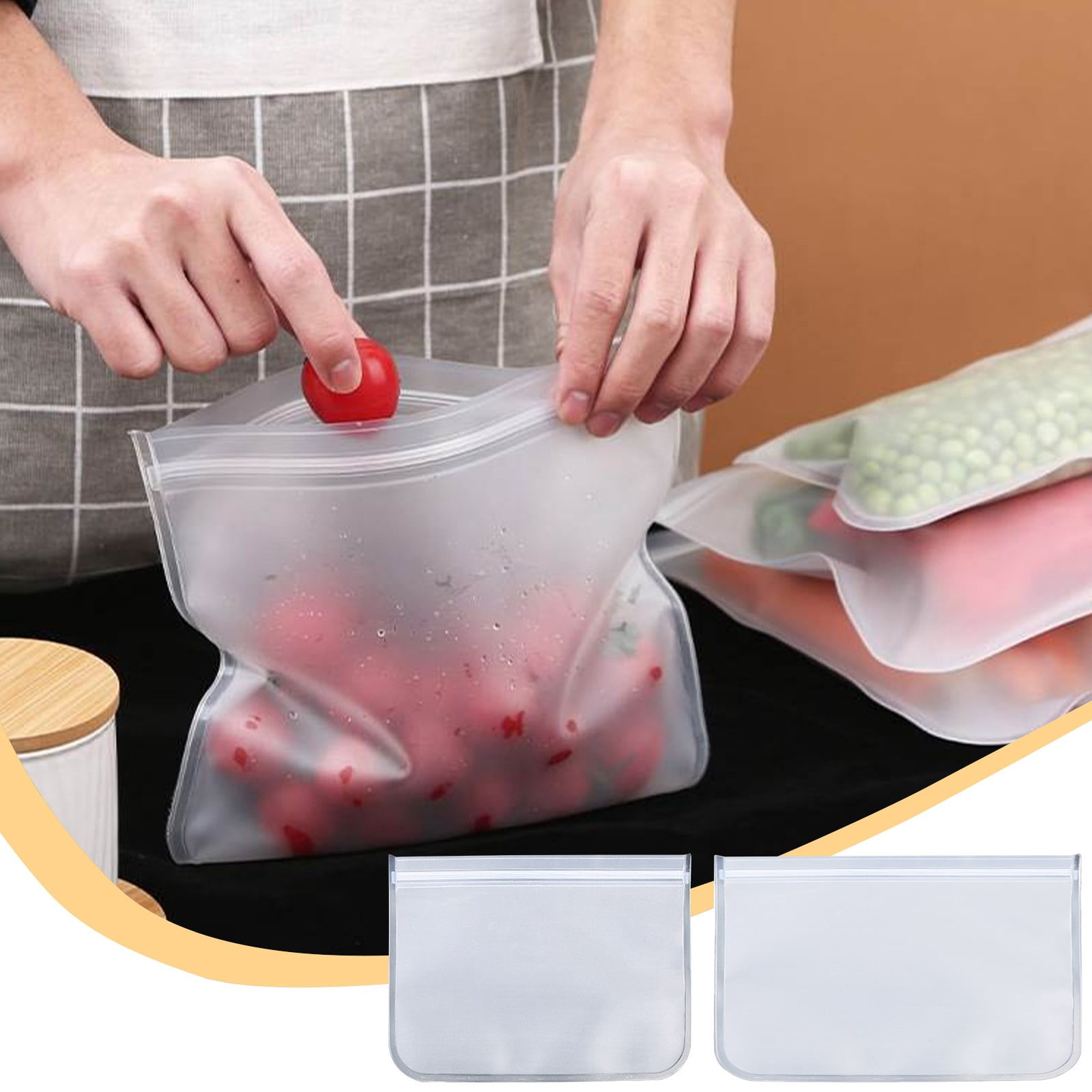 Reusable Food Storage Bags, EVA Refrigerator Bags, 1-Pack Transparent ...
