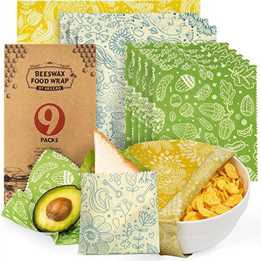 Reusable Food Wraps w/Beeswax .. Assorted 9 Packs - .. Eco-Friendly ...