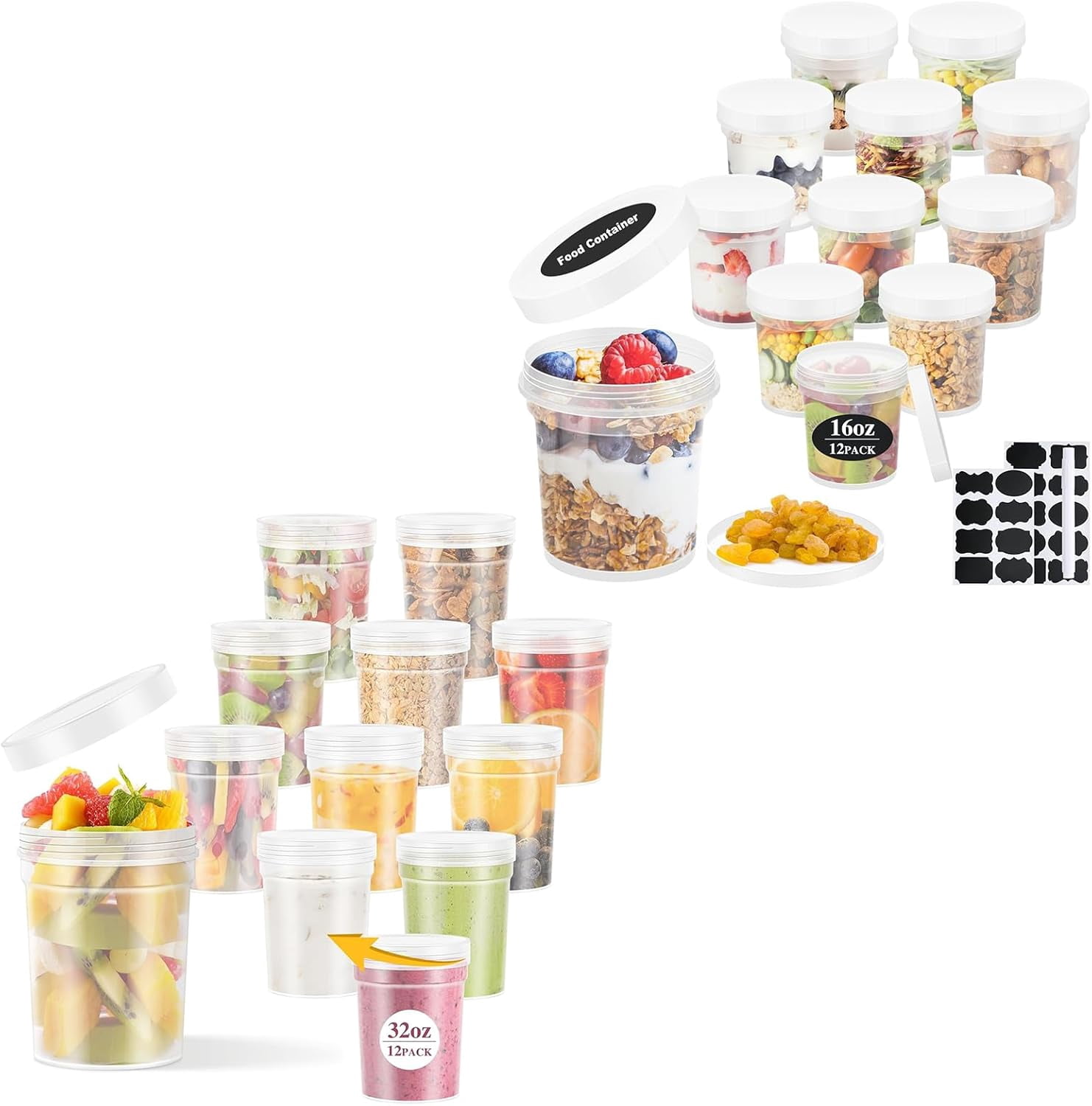 Reusable Freezer Food Storage Containers with Airtight Twist Top Lid ...