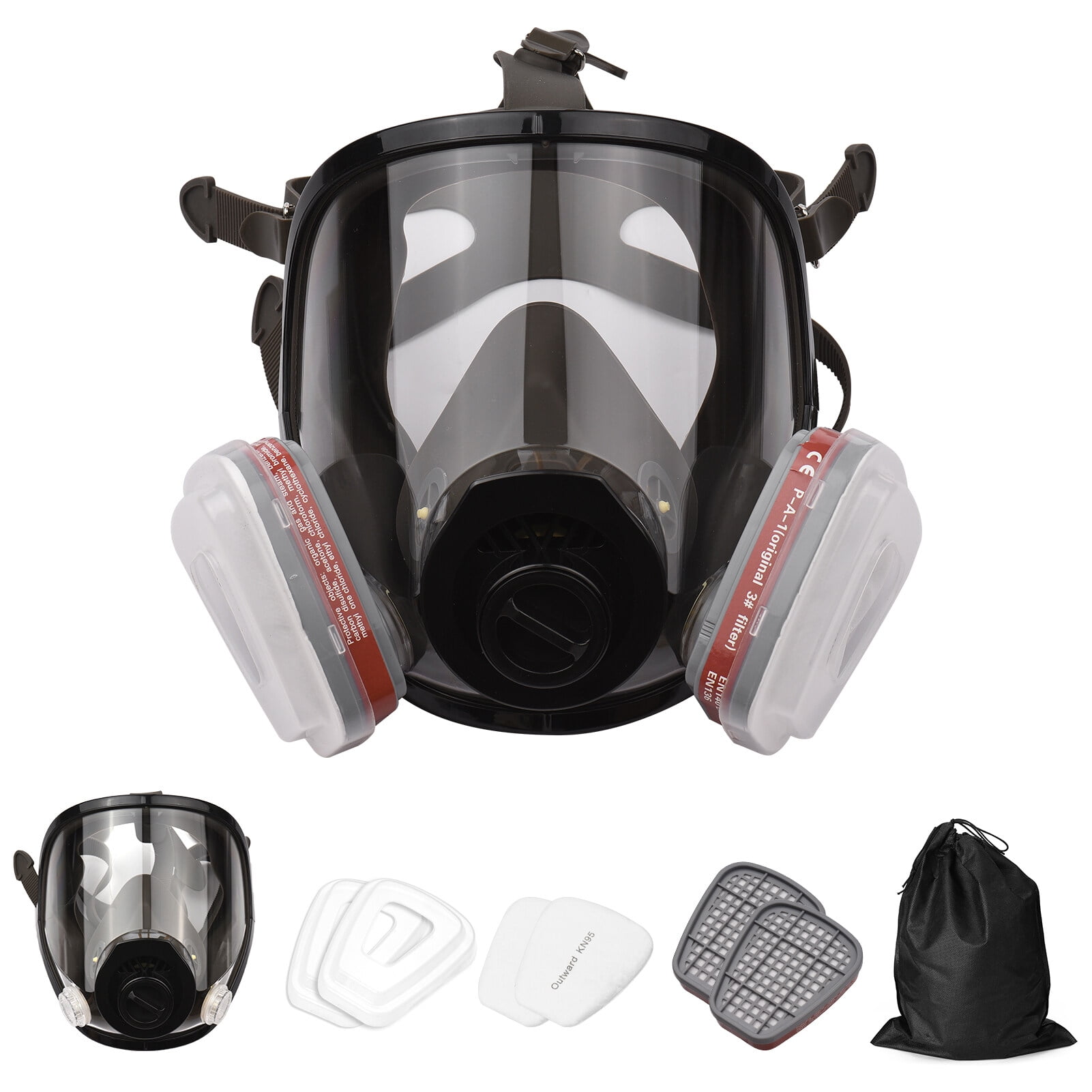 Reusable Full Face Respirator Full Face Cover 8 in 1 Gas Cover Organic ...