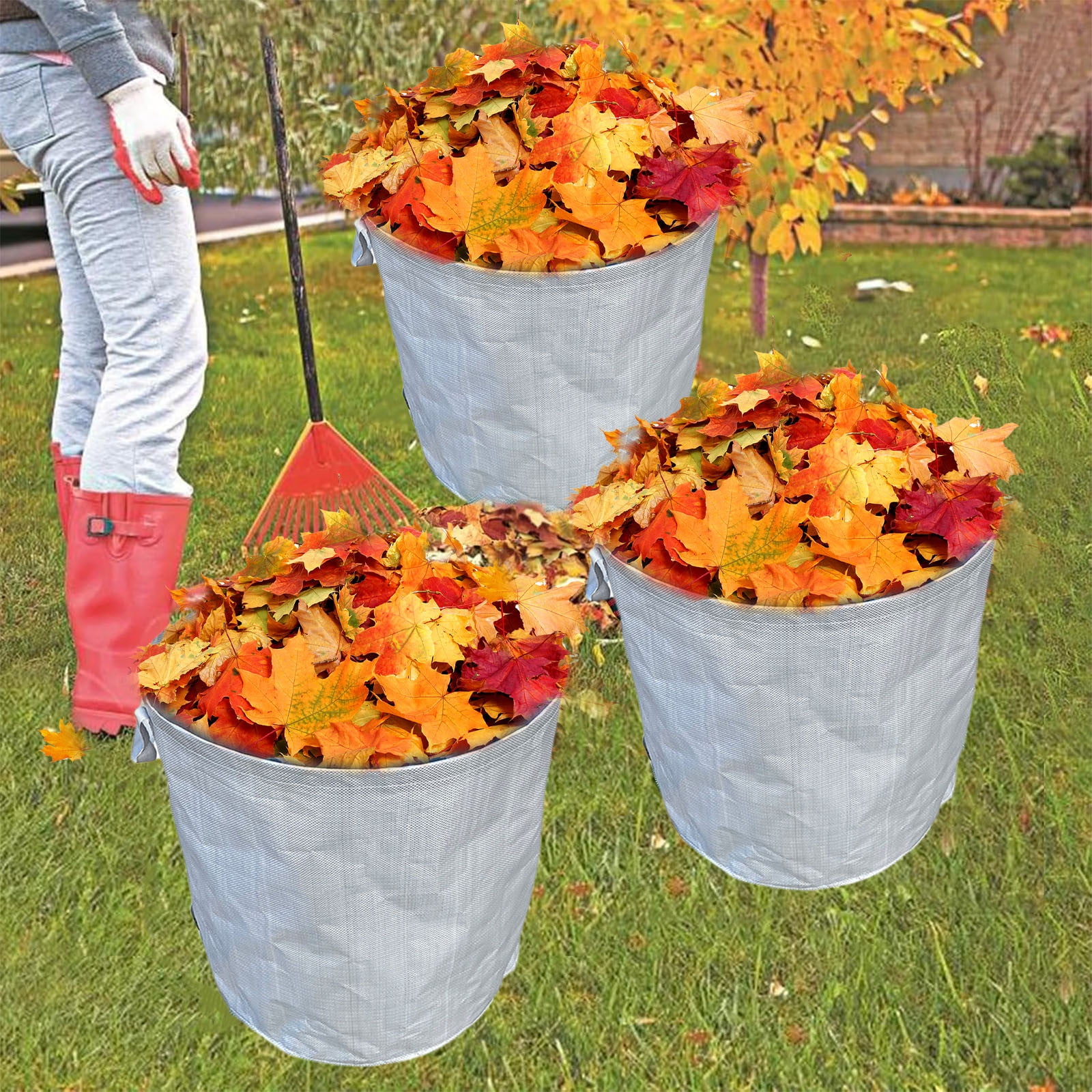 Reusable Garden Trash Bags for Grass Blades, Heavy-Duty Portable Trash ...