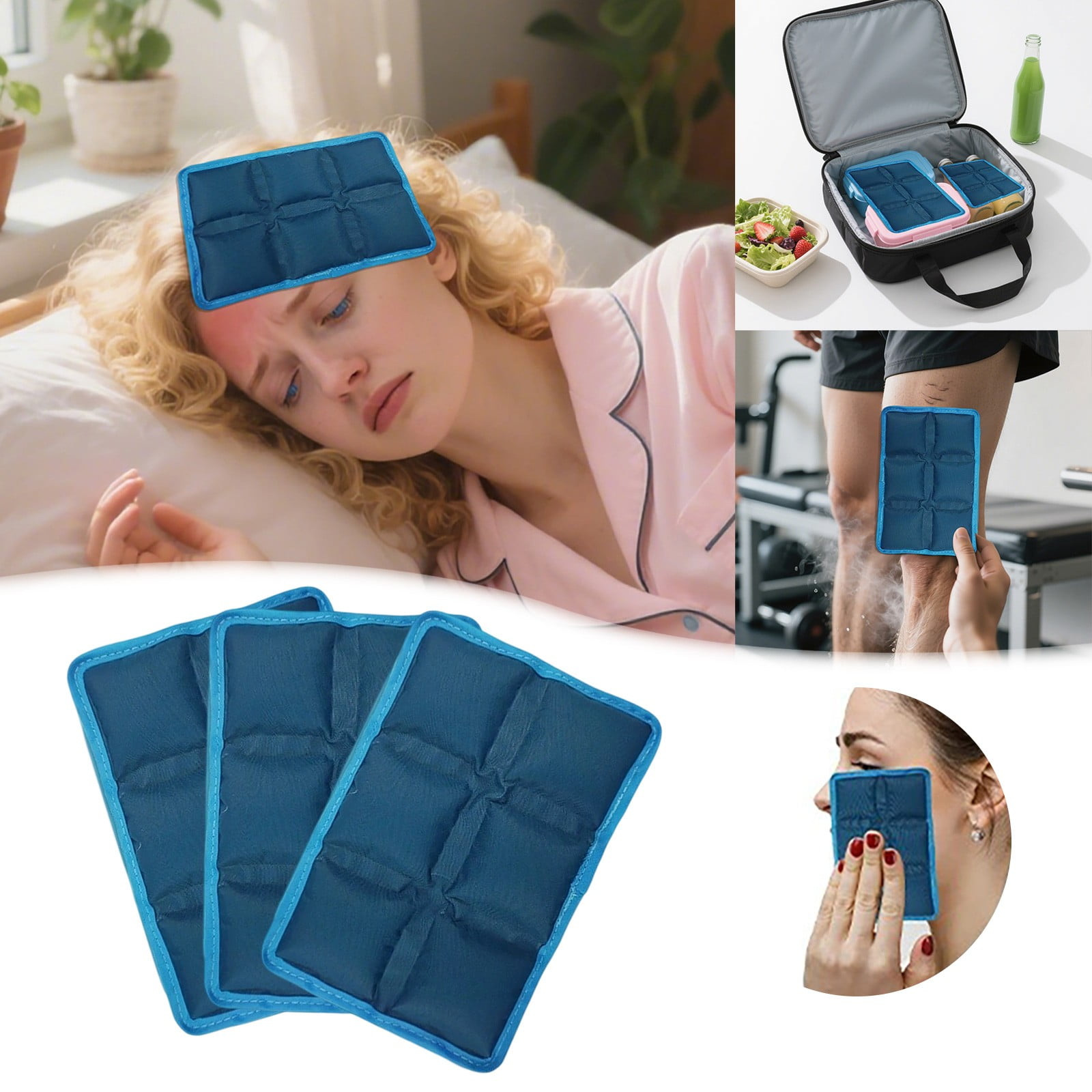Reusable Gel Ice Pack Hot Cold Compress for Injuries Lunch Cooler ...
