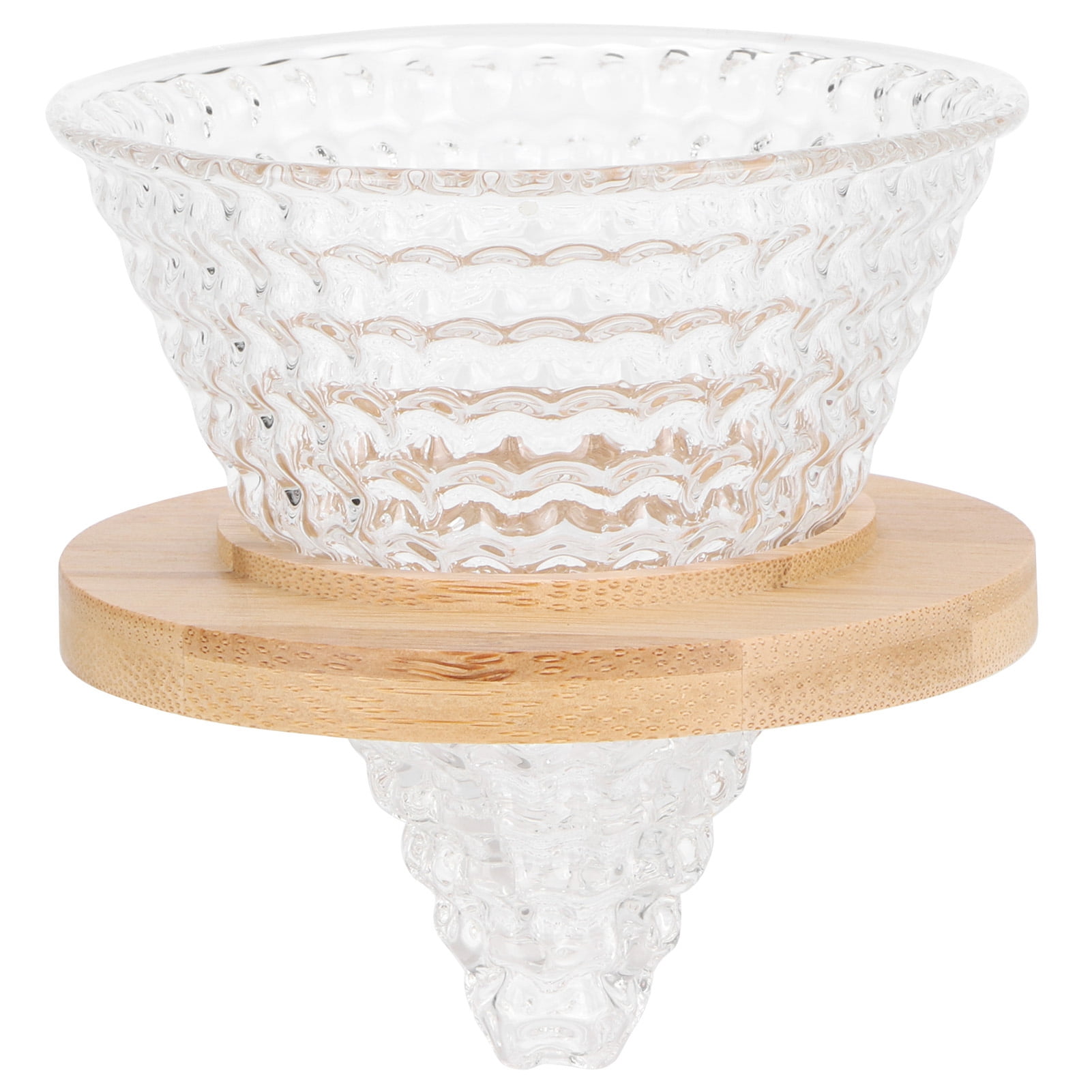 Reusable Glass Coffee Dripper Funnel With Wooden Base For Brewing Blue ...