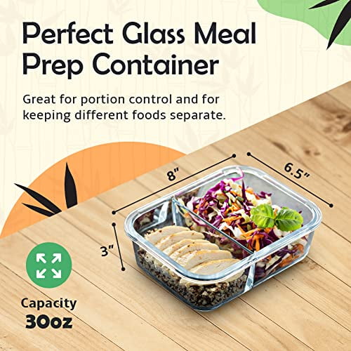 Reusable Glass Meal Prep Container Set, Glass Food Containers With Lids ...