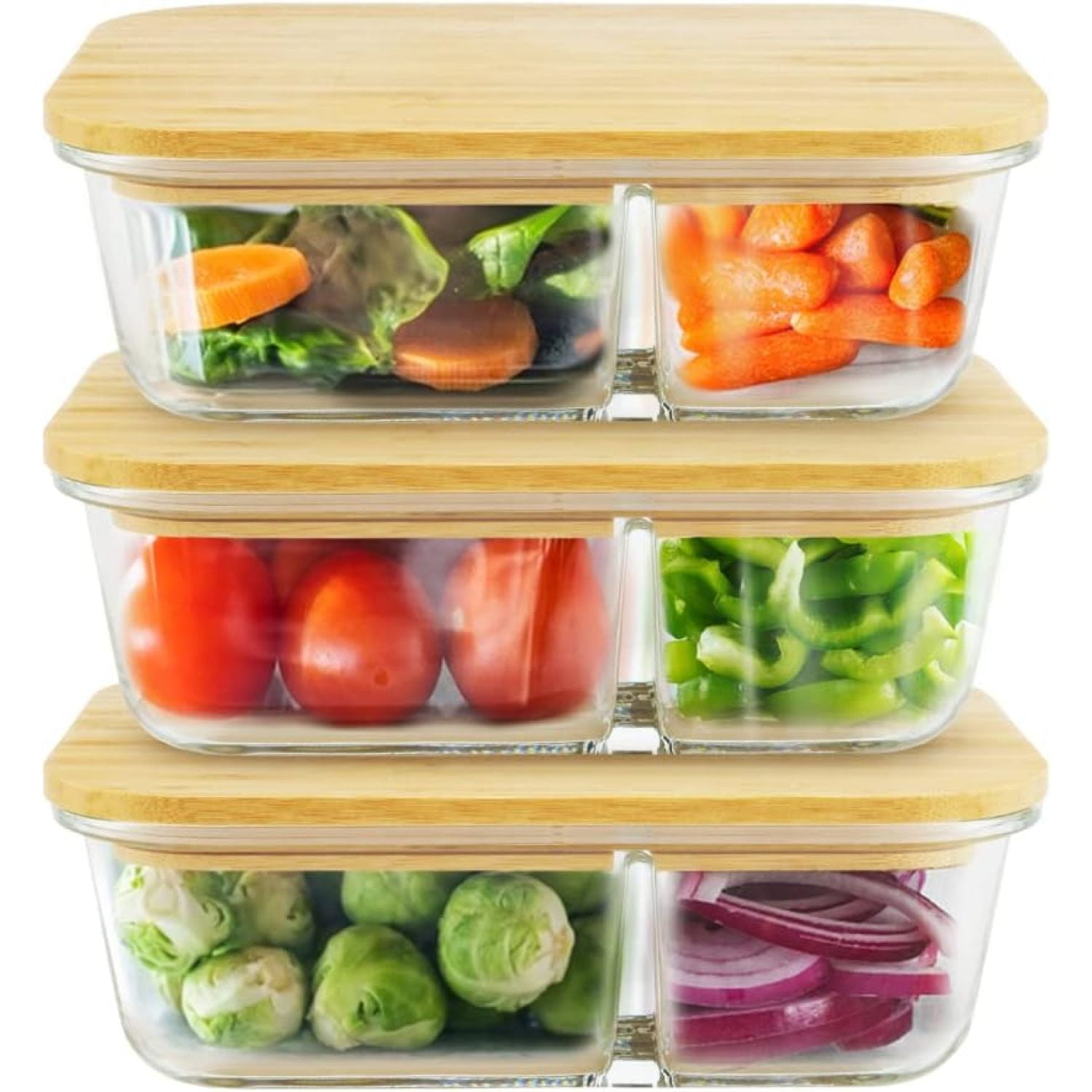 Reusable Glass Meal Prep Container Set, Glass Food Containers With Lids ...