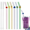 Reusable Glass Straws 6-Pack with Fruit Charms – Borosilicate ...