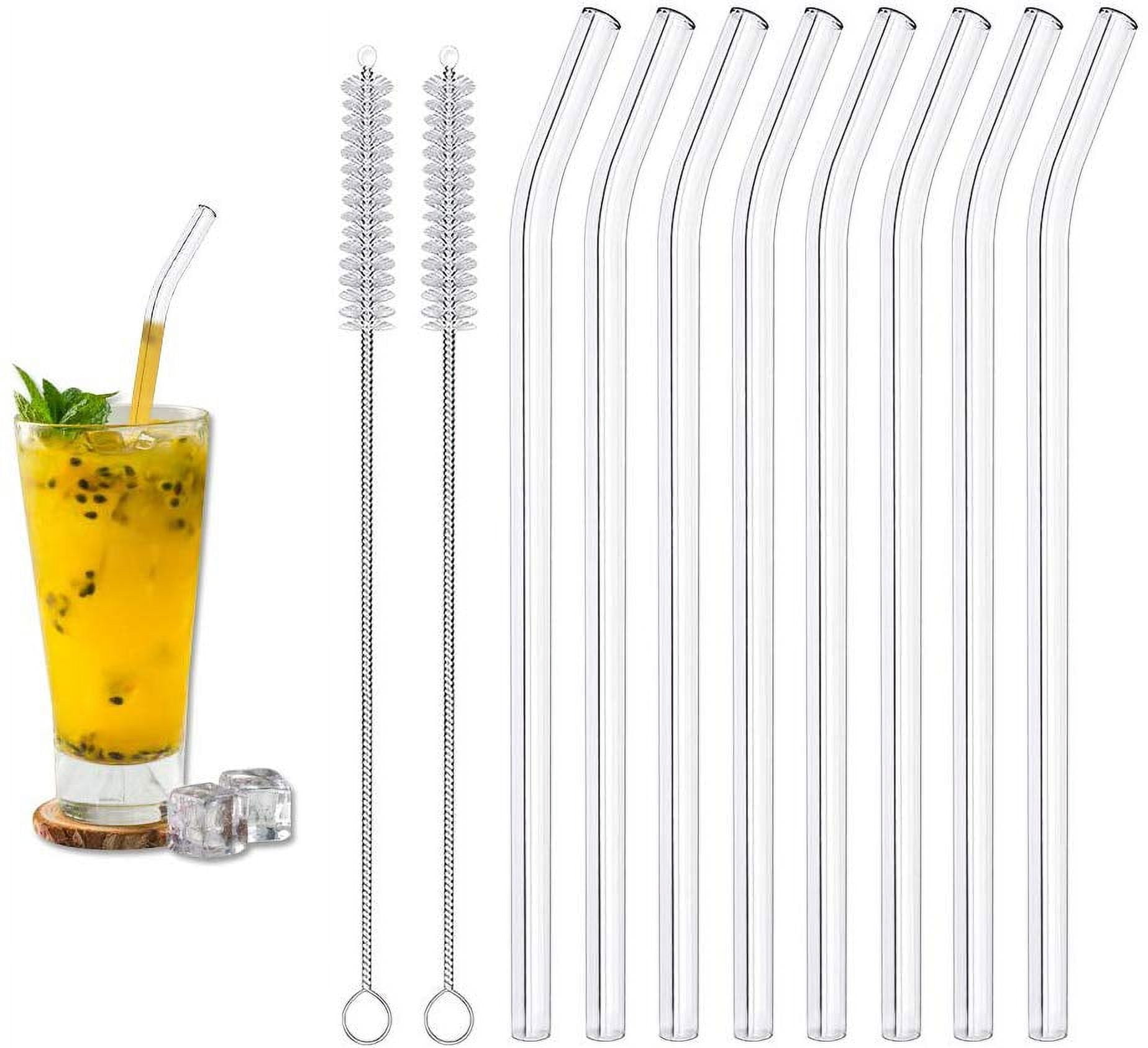 Reusable Glass Straws Clear Bent 20 Cm X 10 Mm Eco Sustainable Curved