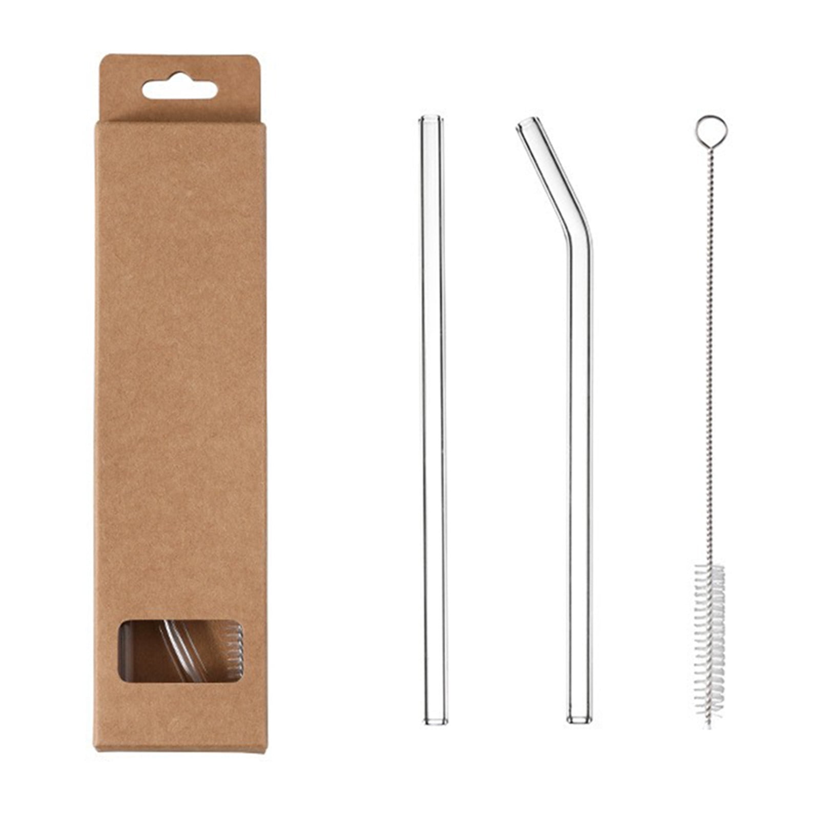 Reusable Glass Straws Set, Washable Glass Straws Including Straight and ...