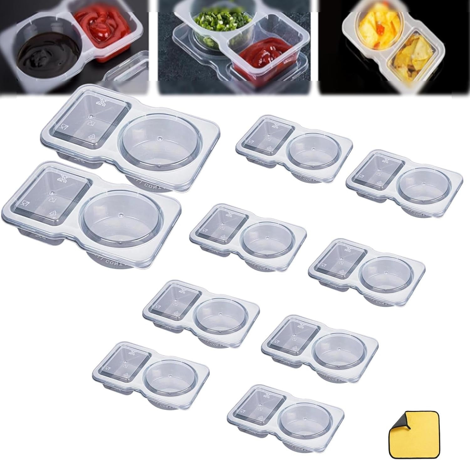 Reusable on the Go Snack Containers, Double Compartment Condiment ...