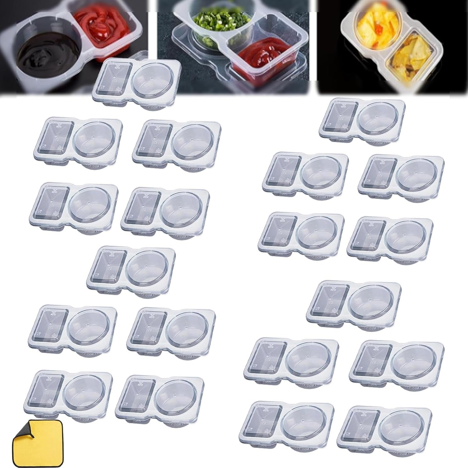 Reusable on the Go Snack Containers, Double Compartment Condiment ...