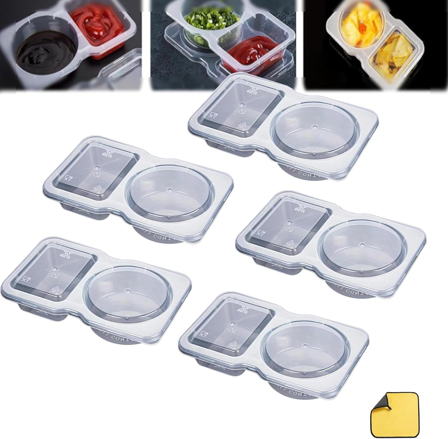 Reusable on the Go Snack Containers, Double Compartment Condiment ...