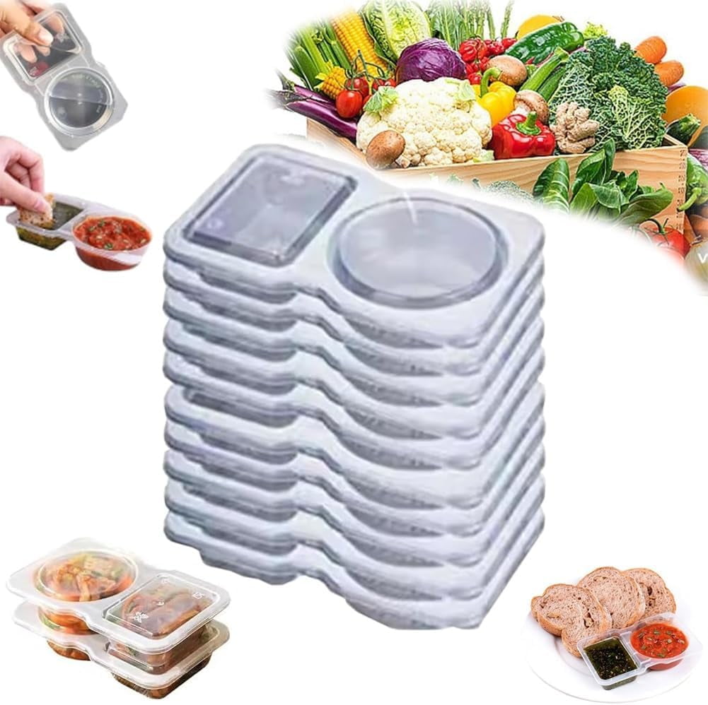 Reusable Grab and Go Snack Containers, Double Compartment Condiment ...