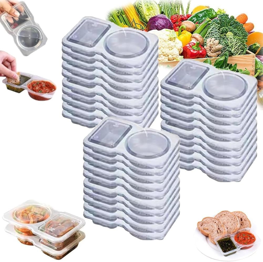 Reusable Grab and Go Snack Containers, Double Compartment Condiment ...