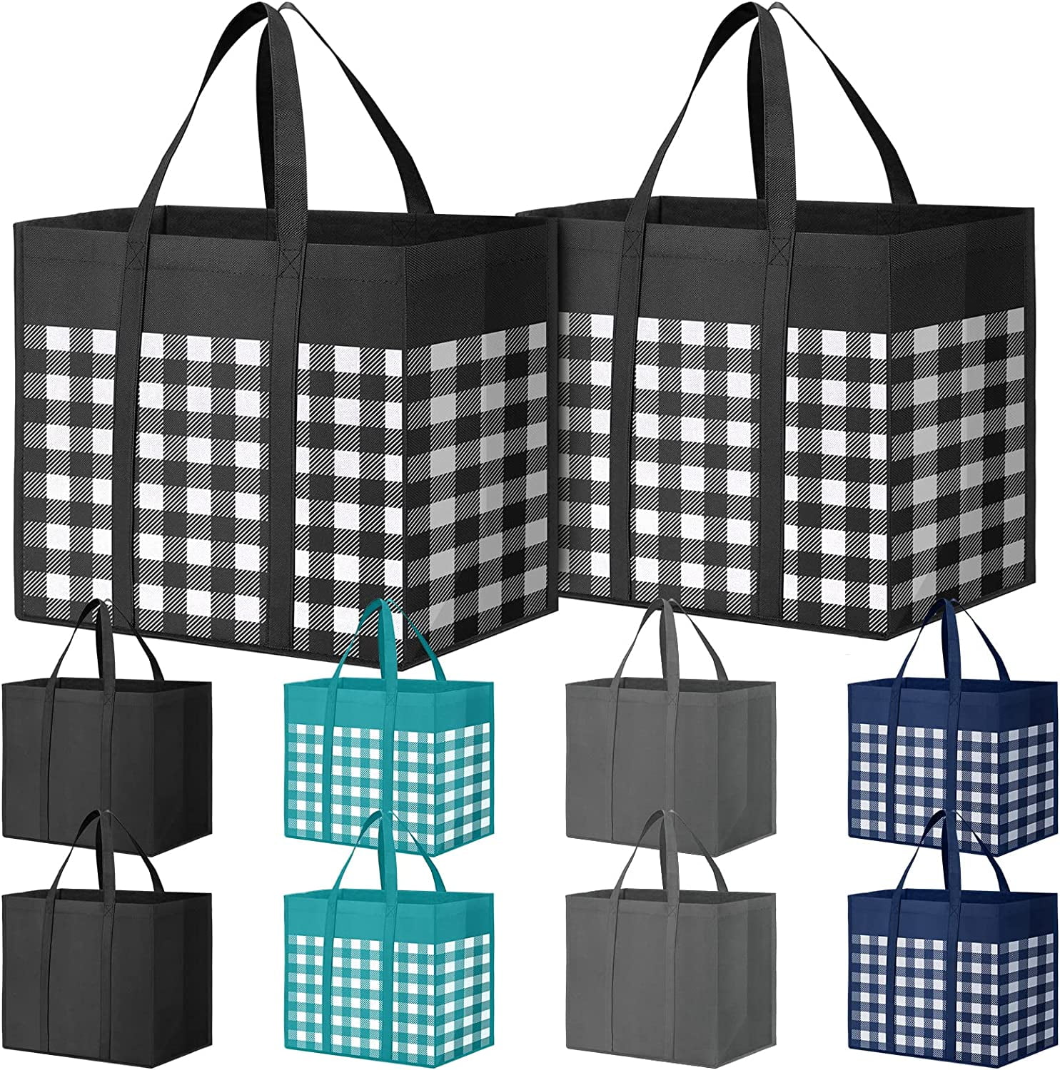 Reusable Grocery Bags 10-Pack. Large Foldable Reusable Shopping Tote ...