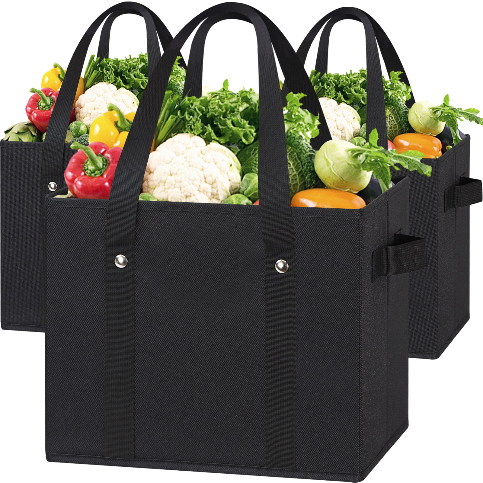 Reusable Grocery Bags (3 Pack) – Heavy Duty Reusable Shopping Bags with ...