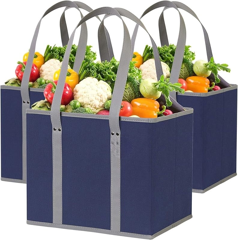 Reusable Grocery Bags (3 Pack) – Heavy Duty Reusable Shopping Bags with ...