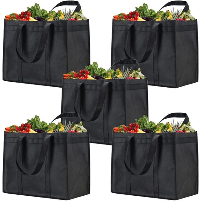 Reusable Grocery Bags, 5 Pack Large Foldable Heavy Duty Shopping Tote ...