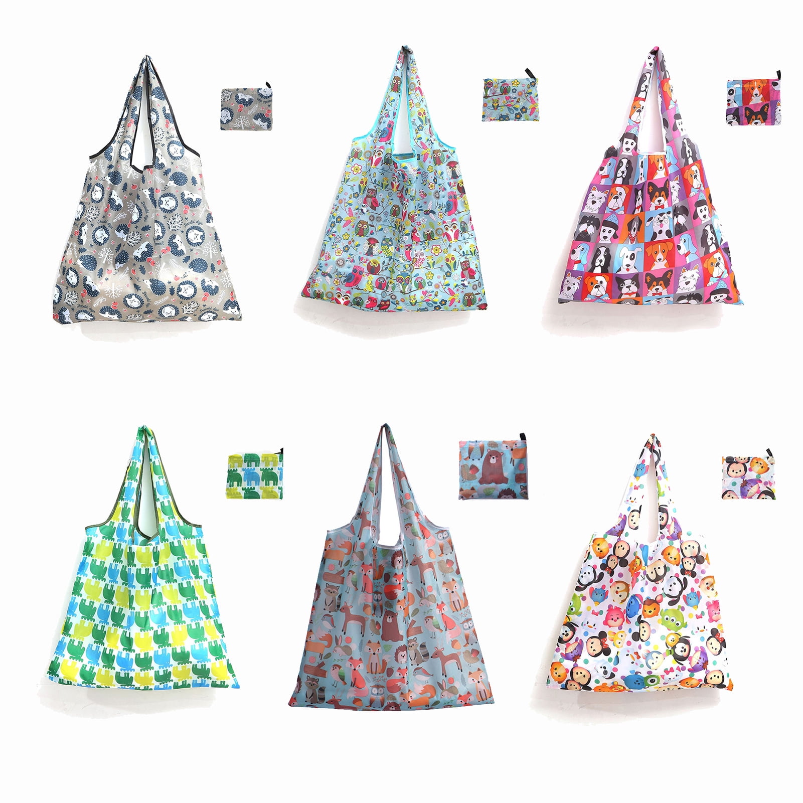 Reusable Grocery Bags, 6 Pack Foldable Fashion washable Shopping Bags ...