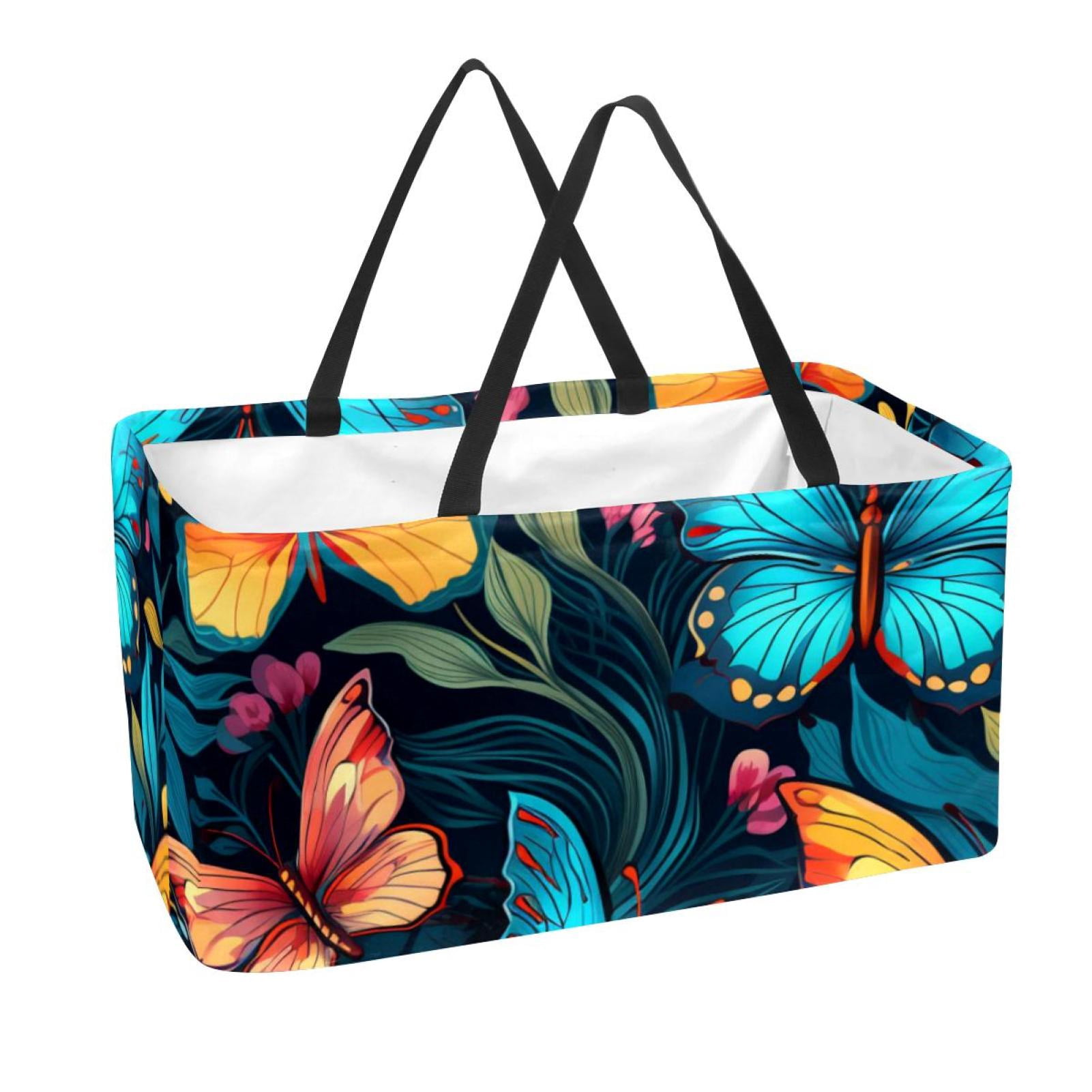Reusable Grocery Bags Boxes Storage Basket, Colorful Butterfly Pattern ...
